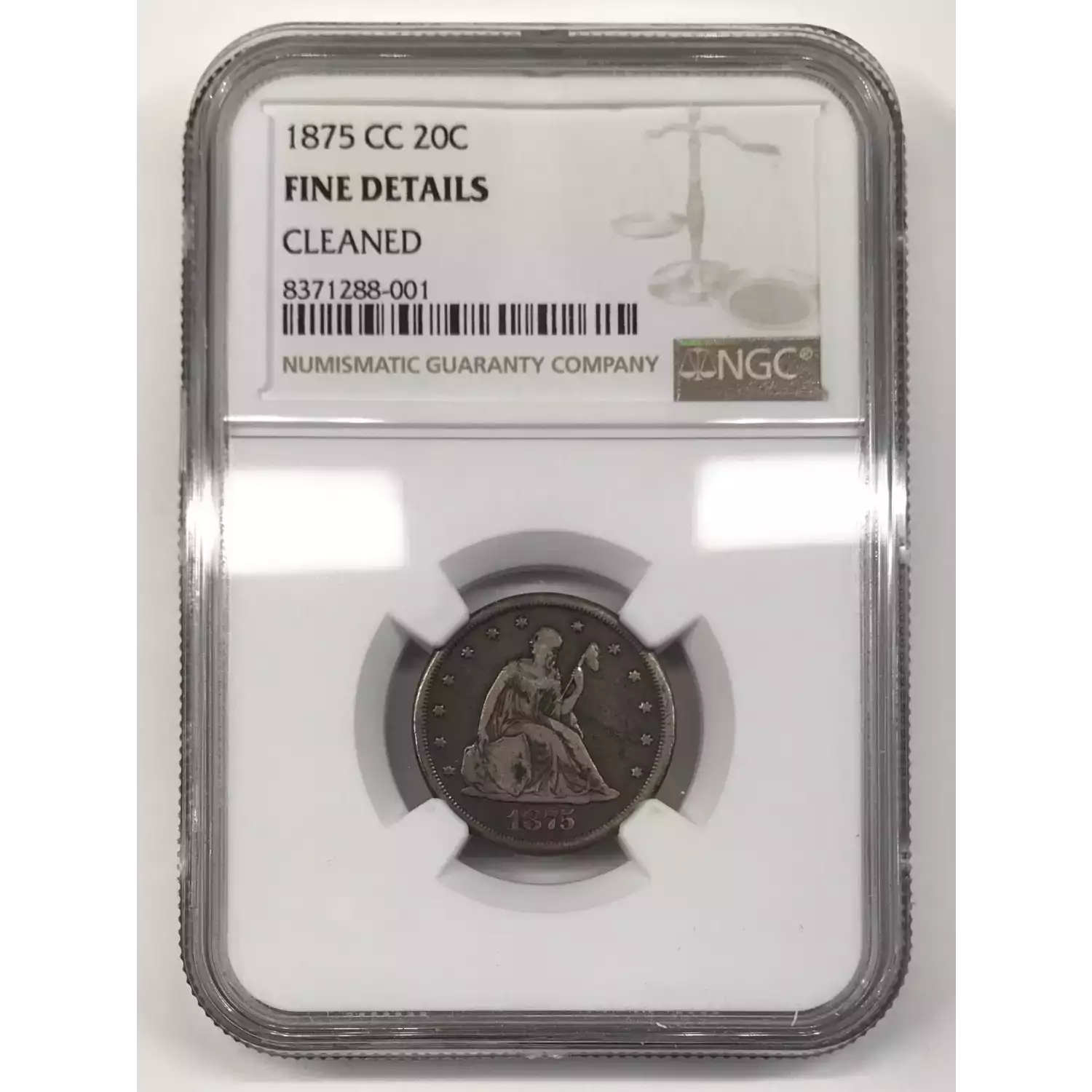 1875-CC Seated Liberty Twenty Cent Piece (20c) NGC F Details - Old ...