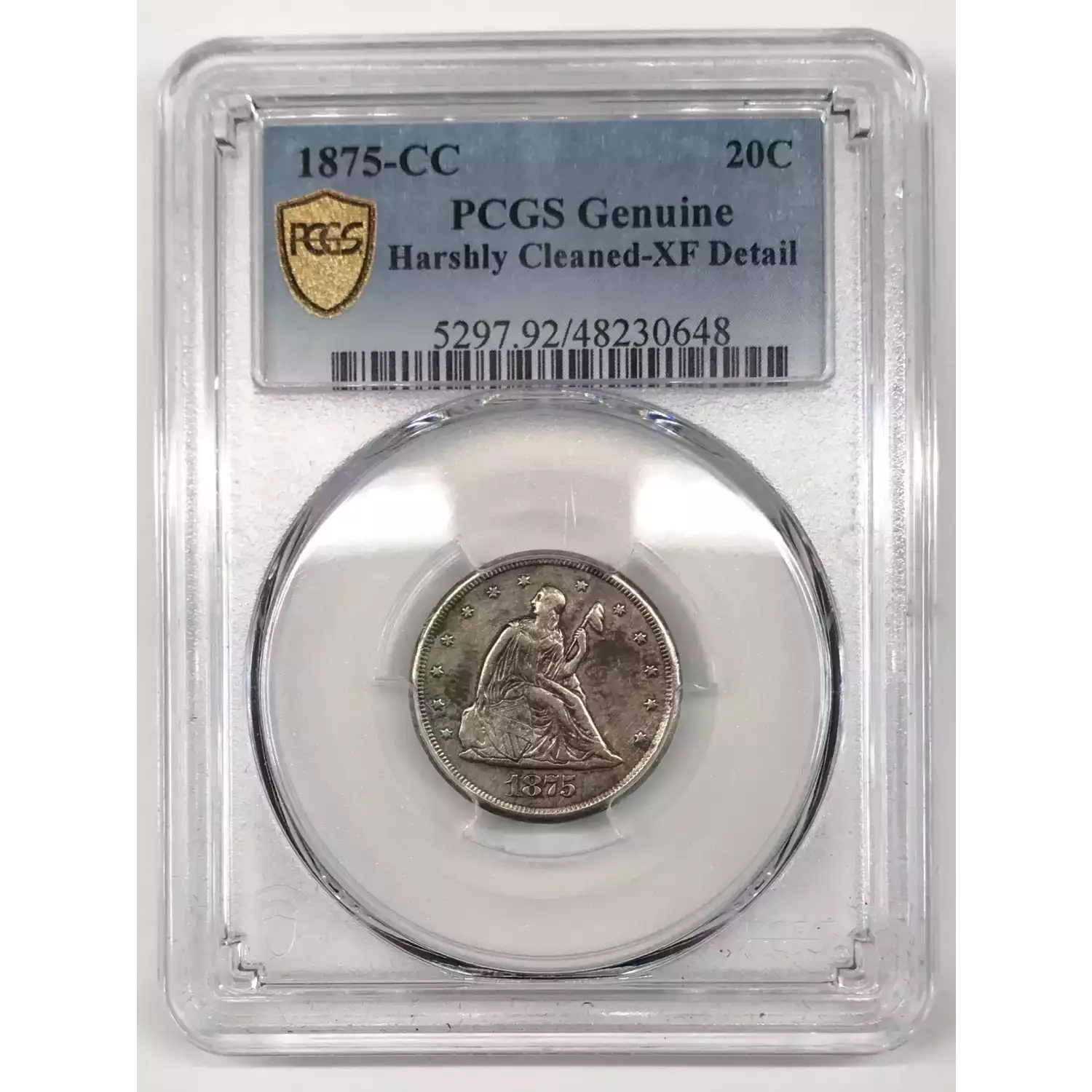 1875-CC Seated Liberty Twenty Cent Piece (20c) PCGS Genuine - XF Details (92 - Cleaned) - Old ...