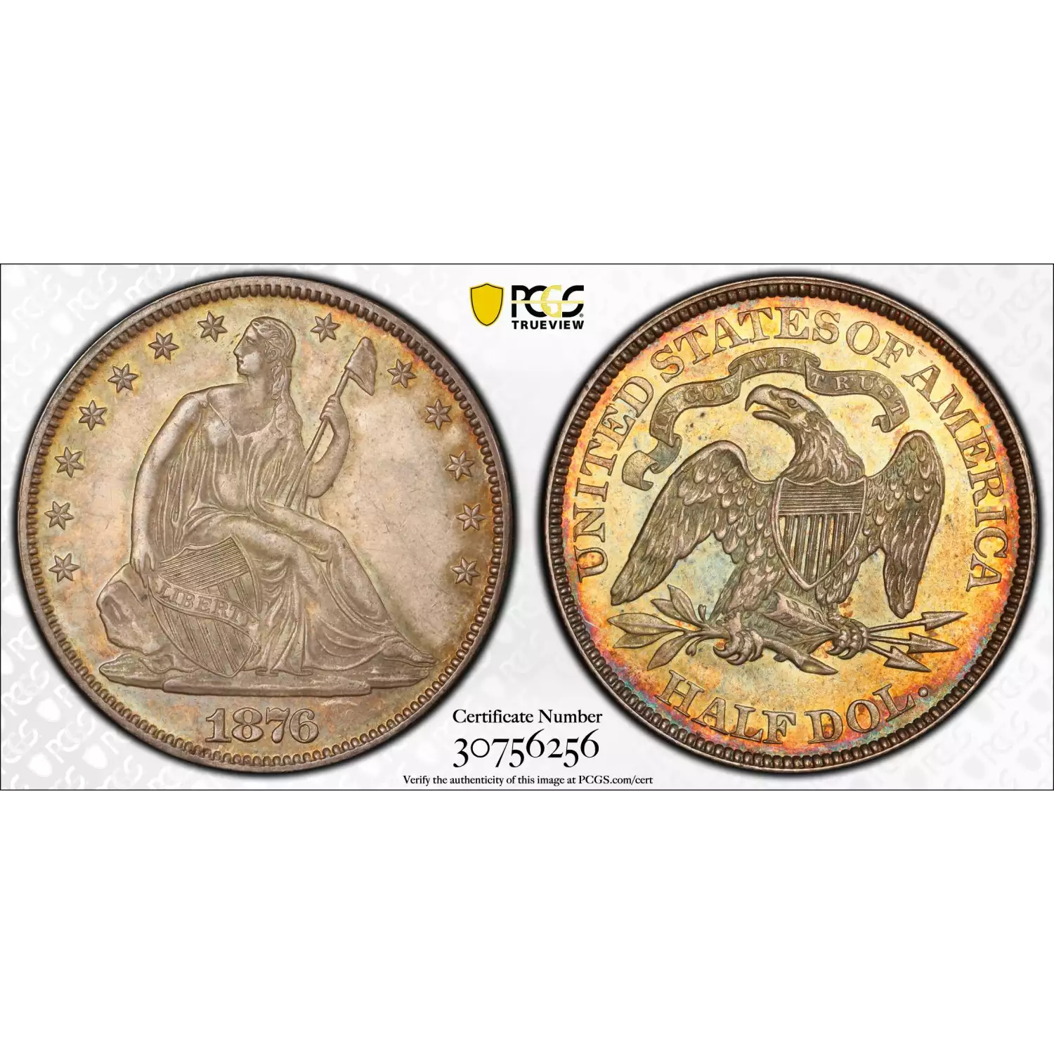 1876 Seated Liberty Half Dollar PCGS MS-63 35th Anniversary - Old Pueblo Coin