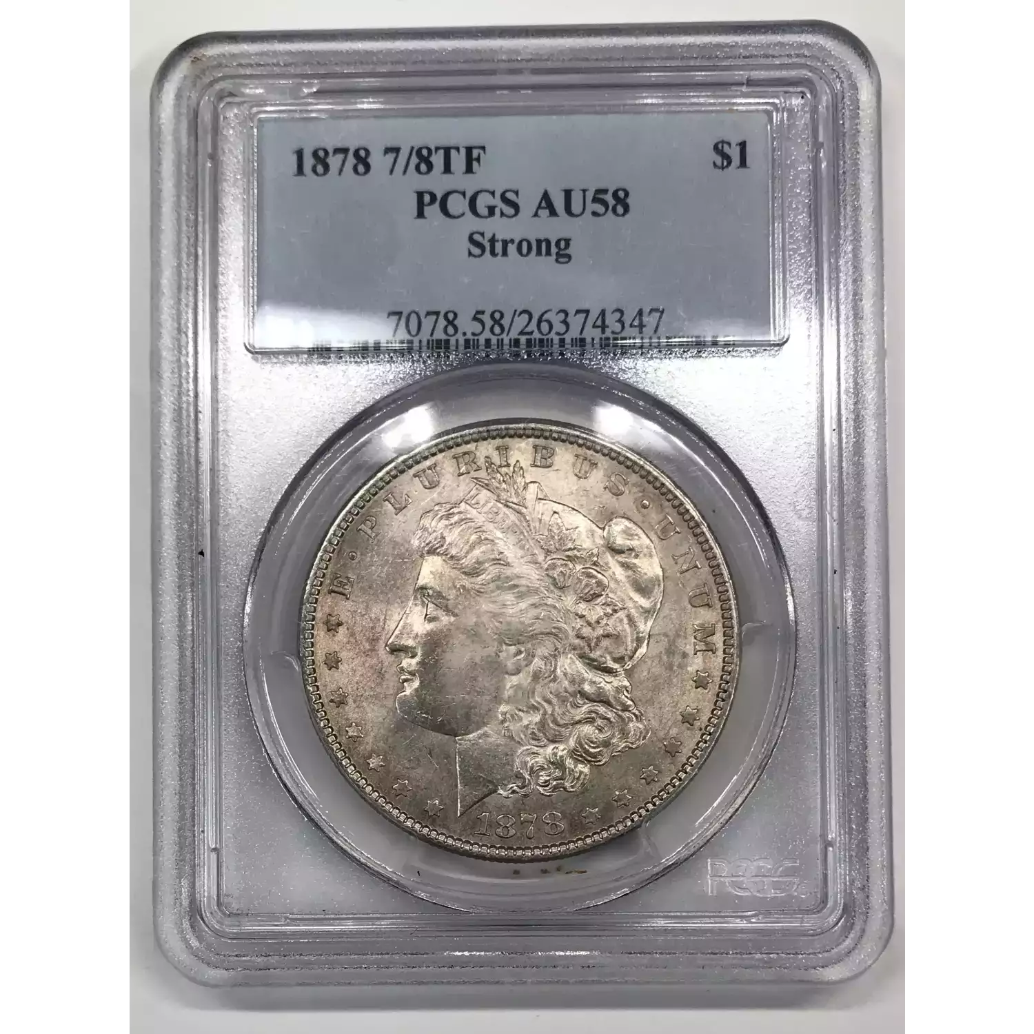 1878 Morgan Silver Dollar PCGS AU-58 7/8TF Strong - Old Pueblo Coin