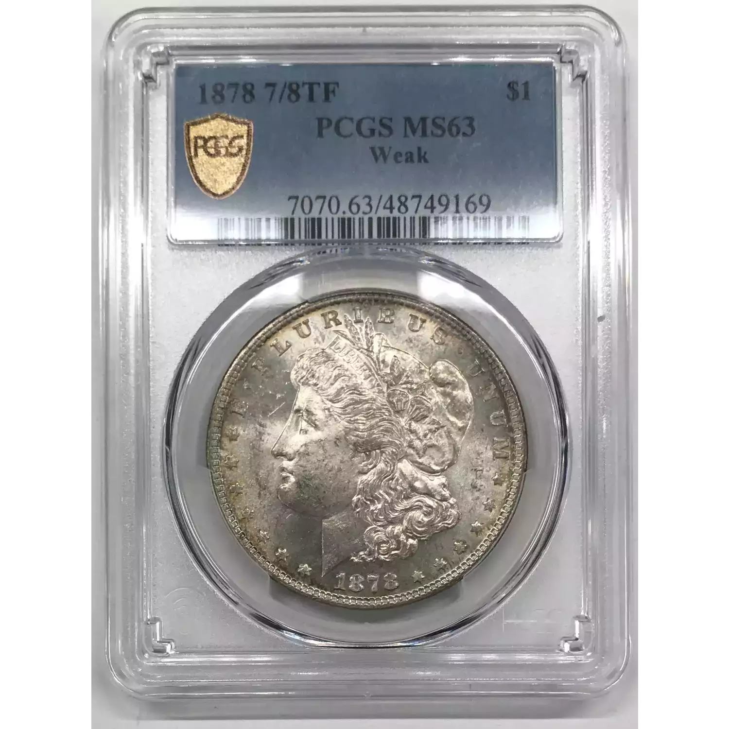 1878 Morgan Silver Dollar PCGS MS-63 7/8TF Weak - Old Pueblo Coin