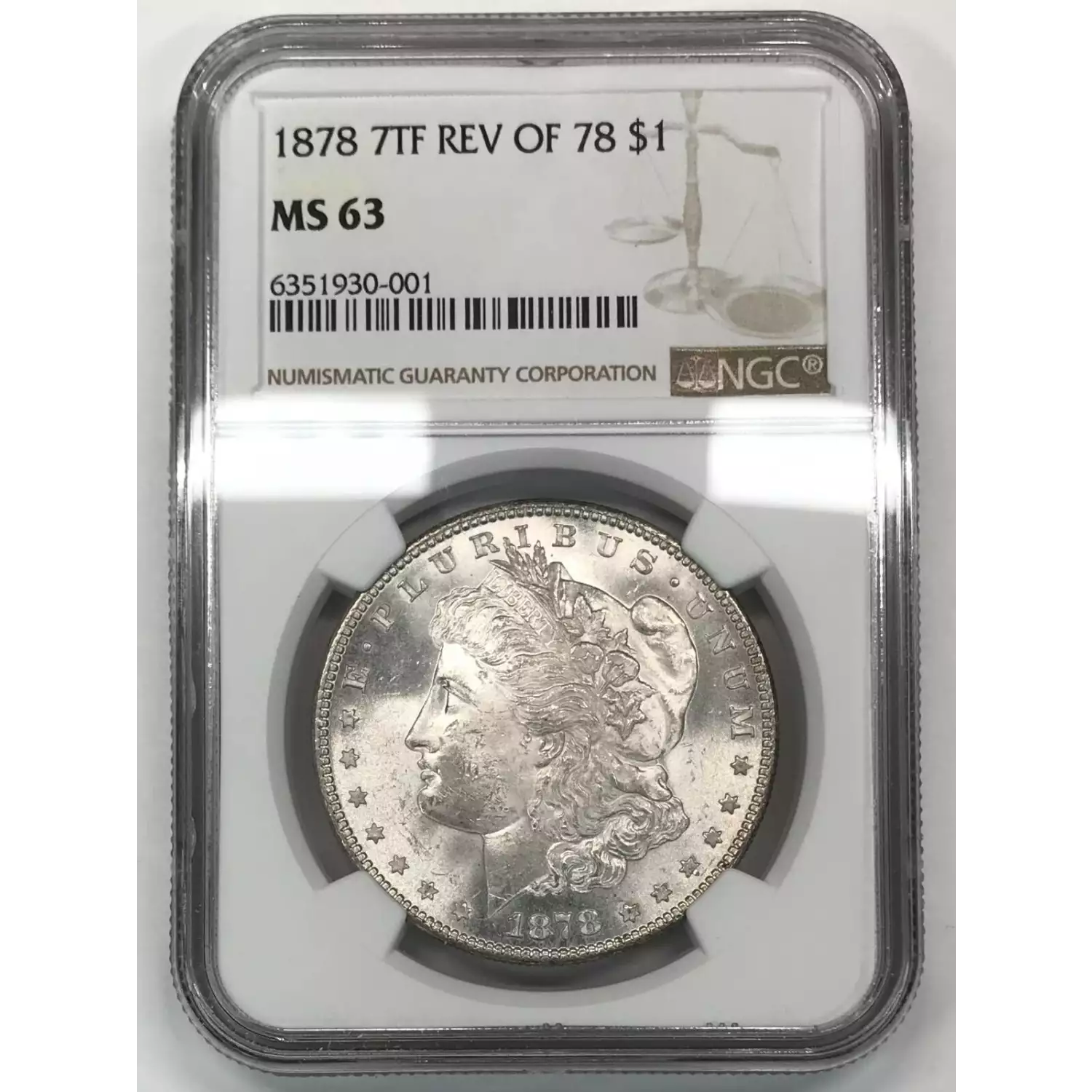 1878 Morgan Silver Dollar NGC MS-63 7TF Rev of 78 - Old Pueblo Coin