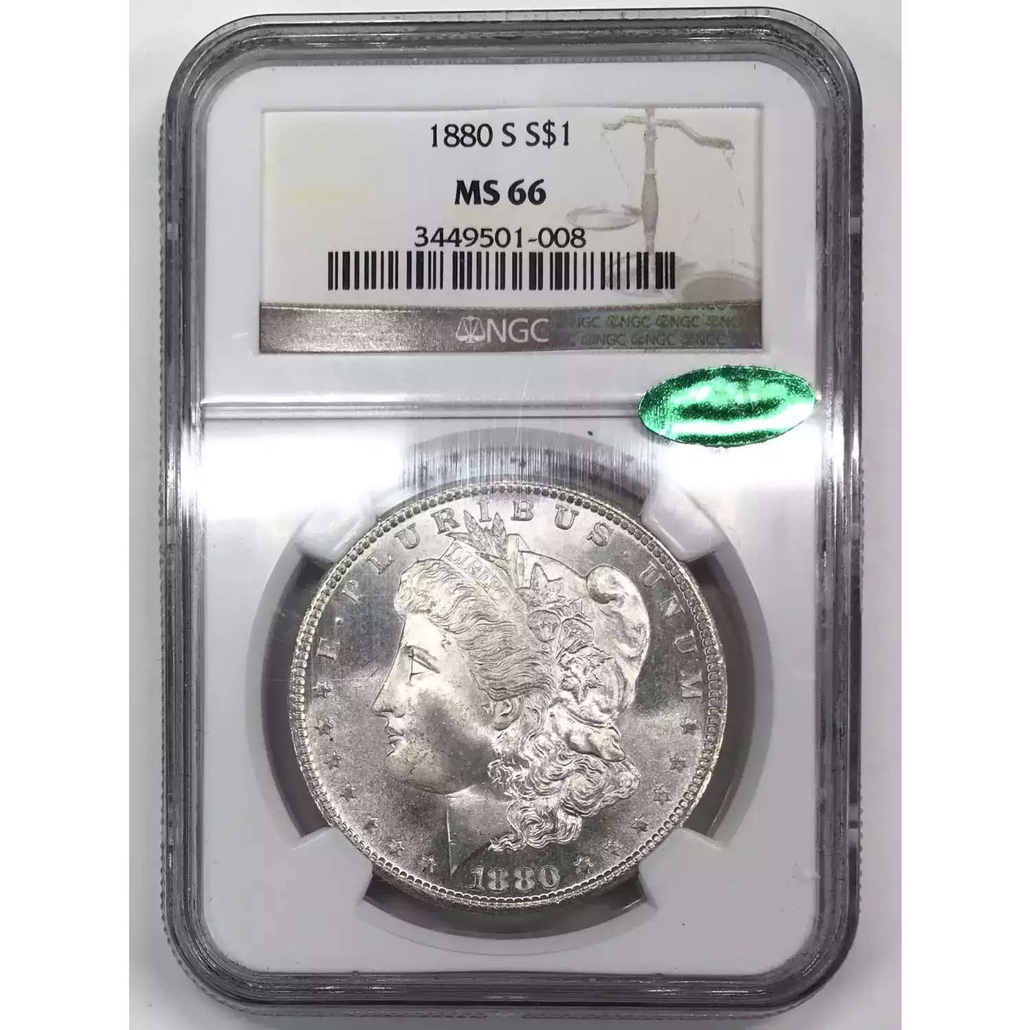 1880-S Morgan Silver Dollar NGC MS-66 CAC - Old Pueblo Coin