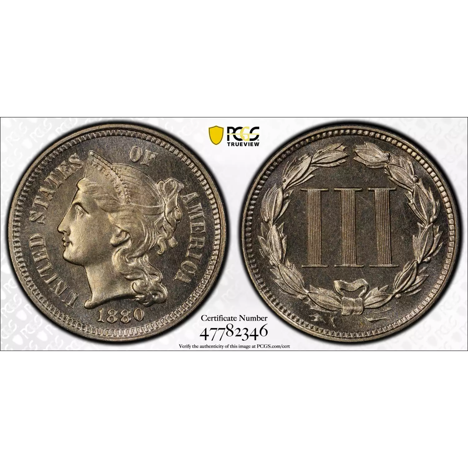 1880 Nickel Three Cent Piece (3CN) PCGS PR-65 - Old Pueblo Coin