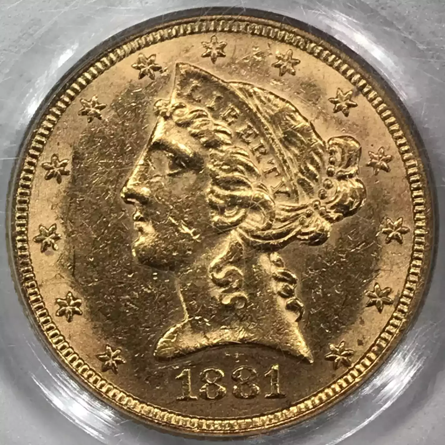 1881 $5 Gold Liberty Head Half Eagle PCGS AU-55 - Old Pueblo Coin