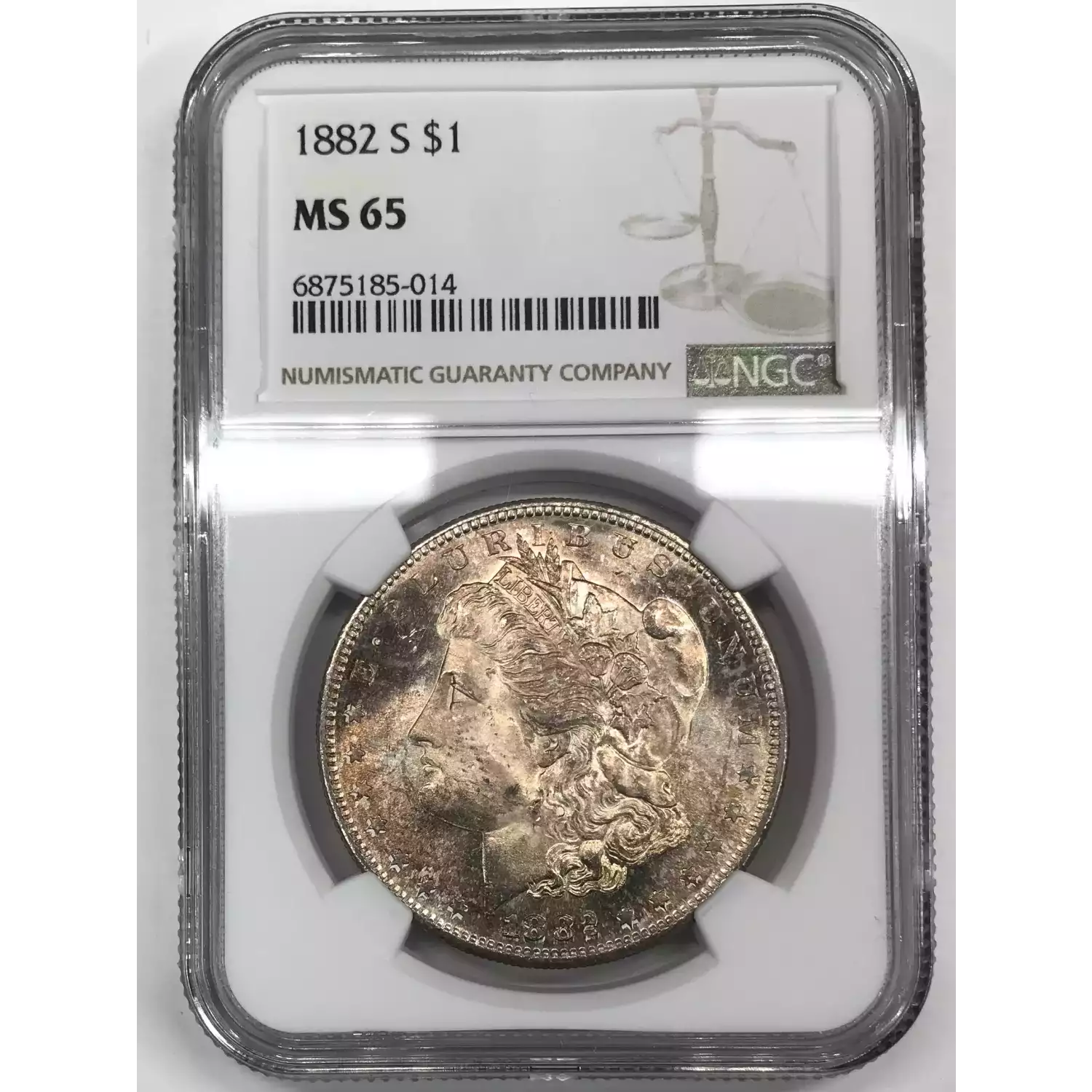 1882-S Morgan Silver Dollar NGC MS-65 VAM-37A Concave Obverse, Gouge Forehead - Old Pueblo Coin