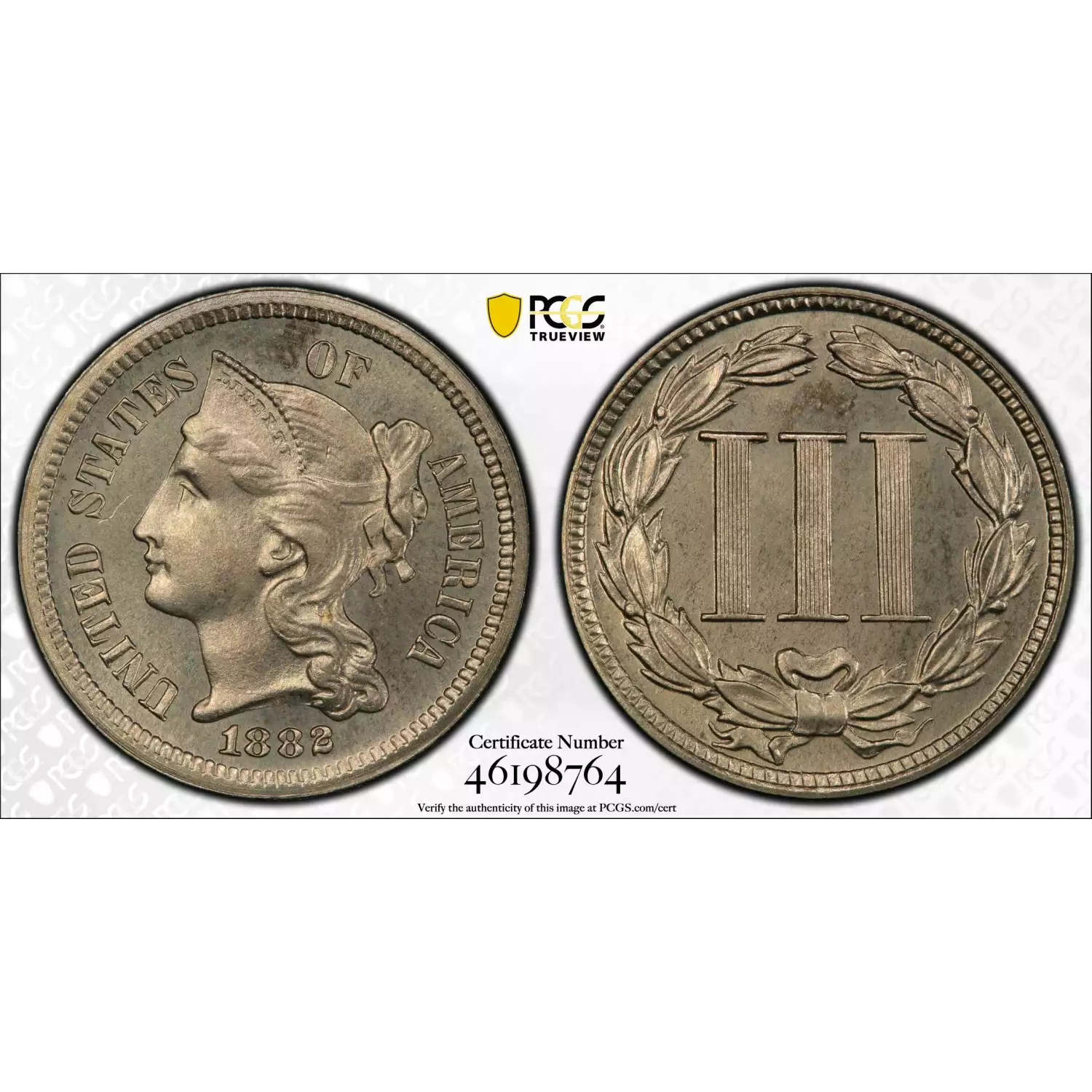 1882 Nickel Three Cent Piece (3CN) PCGS PR-65 - Old Pueblo Coin