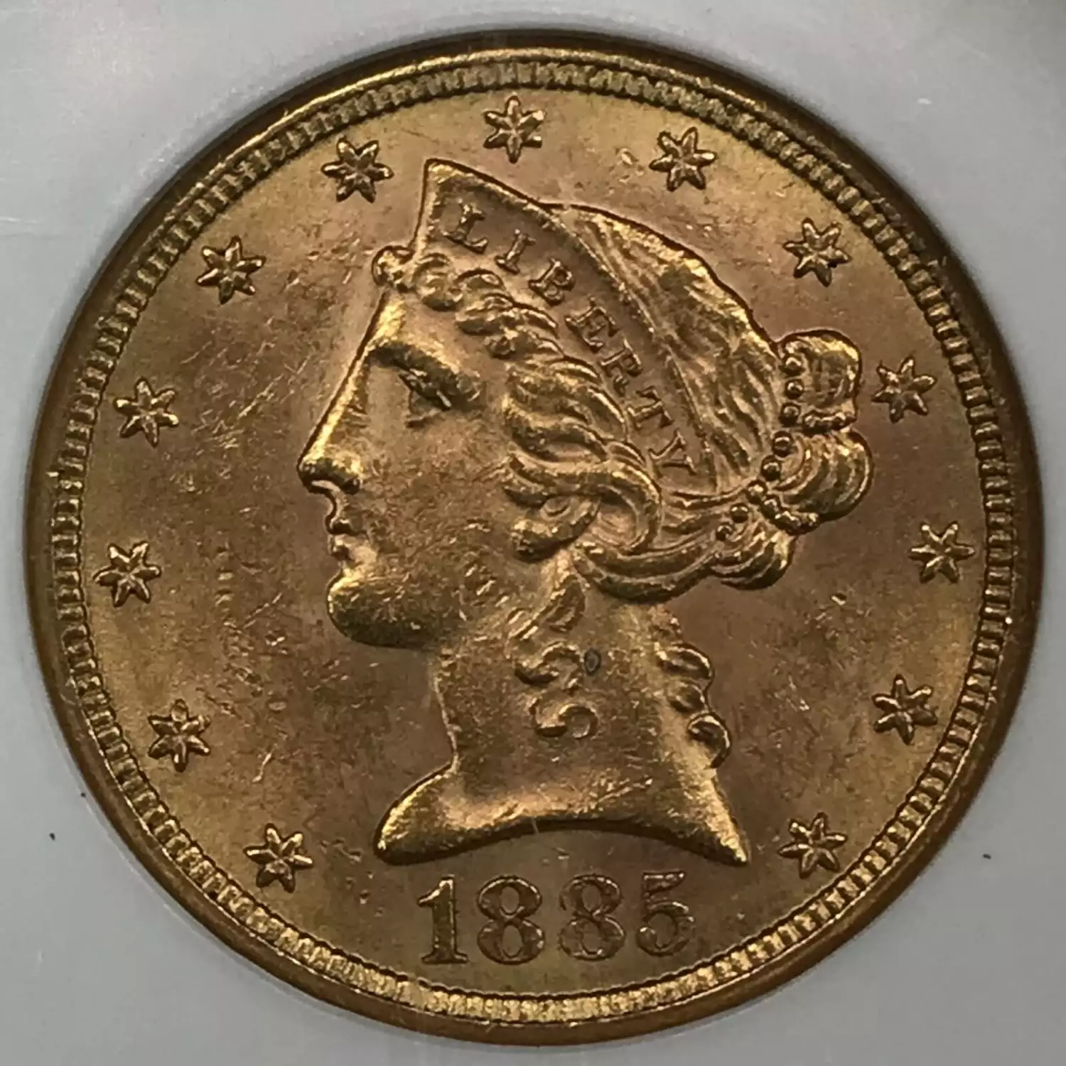 1885-S $5 Gold Liberty Head Half Eagle NGC MS-62 - Old Pueblo Coin