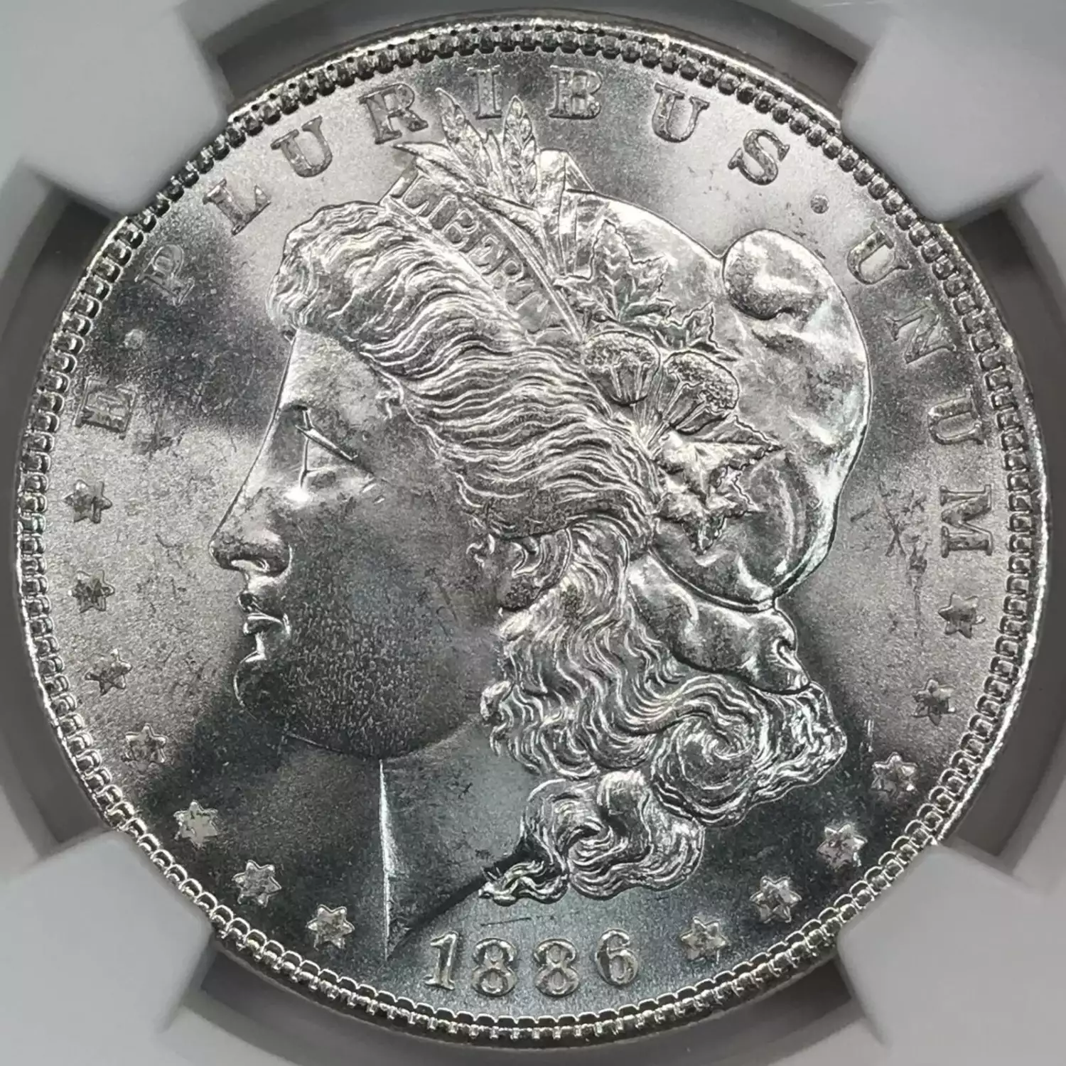 1886 Morgan Silver Dollar NGC MS-65 Hot 50 VAM 1C 3+2 Clashed Reverse - Old Pueblo Coin