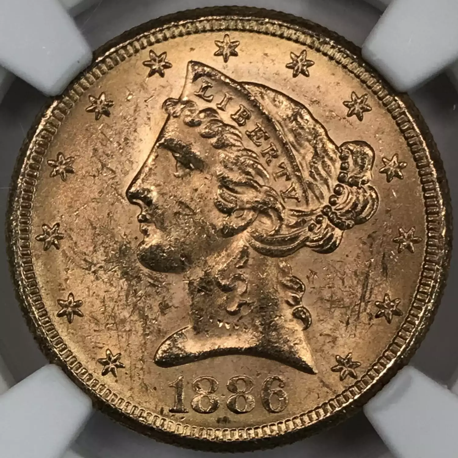 1886-S $5 Gold Liberty Head Quarter Eagle NGC MS-62 - Old Pueblo Coin