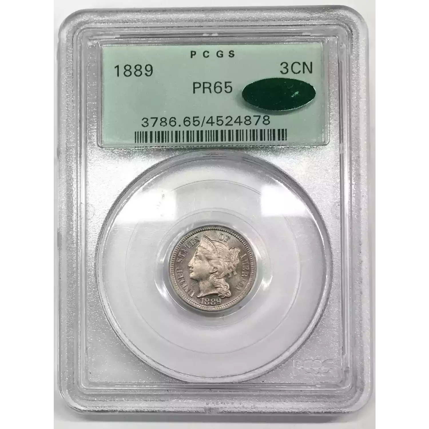 1889 Nickel Three Cent Piece (3CN) PCGS PR-65 CAC - Old Pueblo Coin