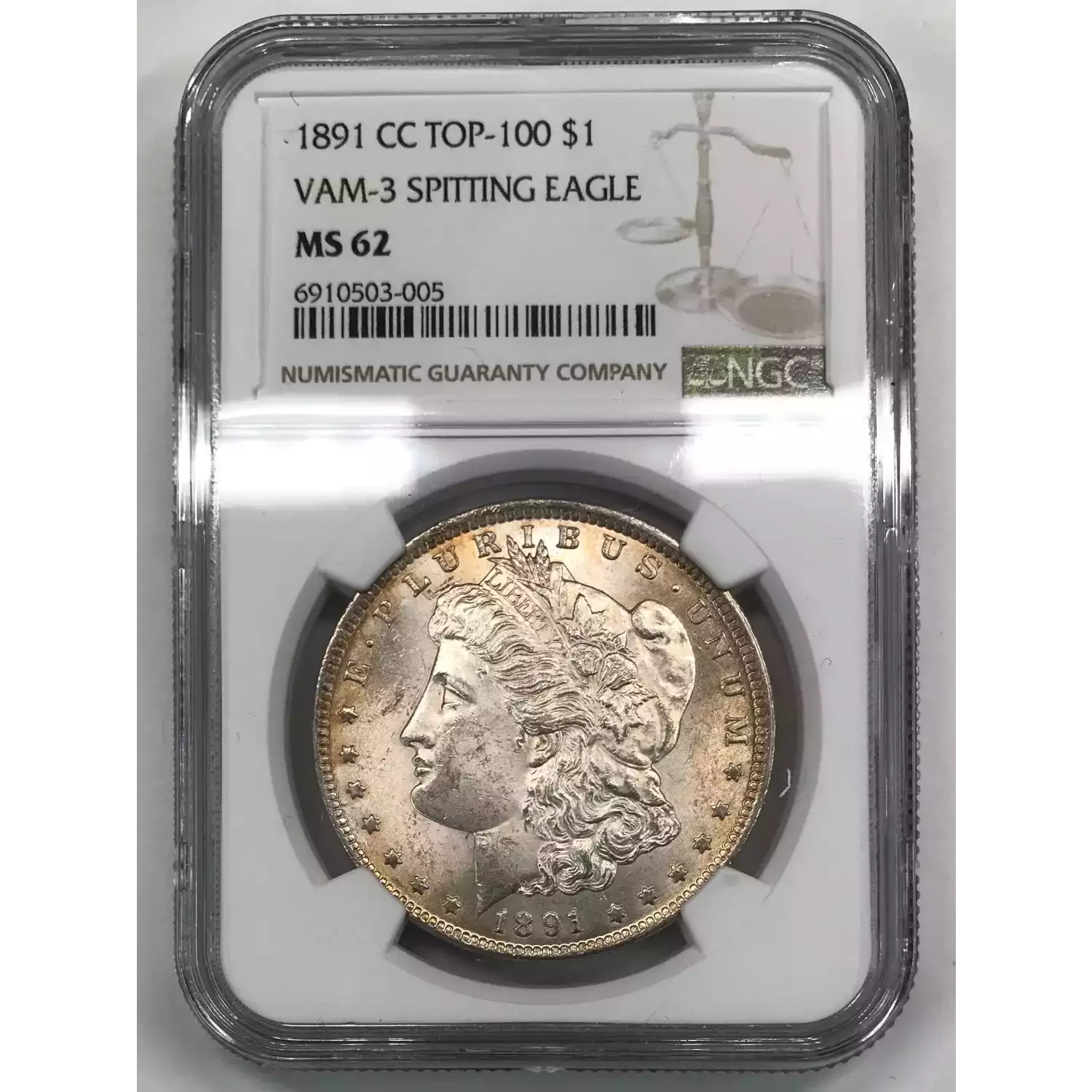 1891-CC Morgan Silver Dollar NGC MS-62 TOP 100 VAM-3 SPITTING EAGLE - Old Pueblo Coin