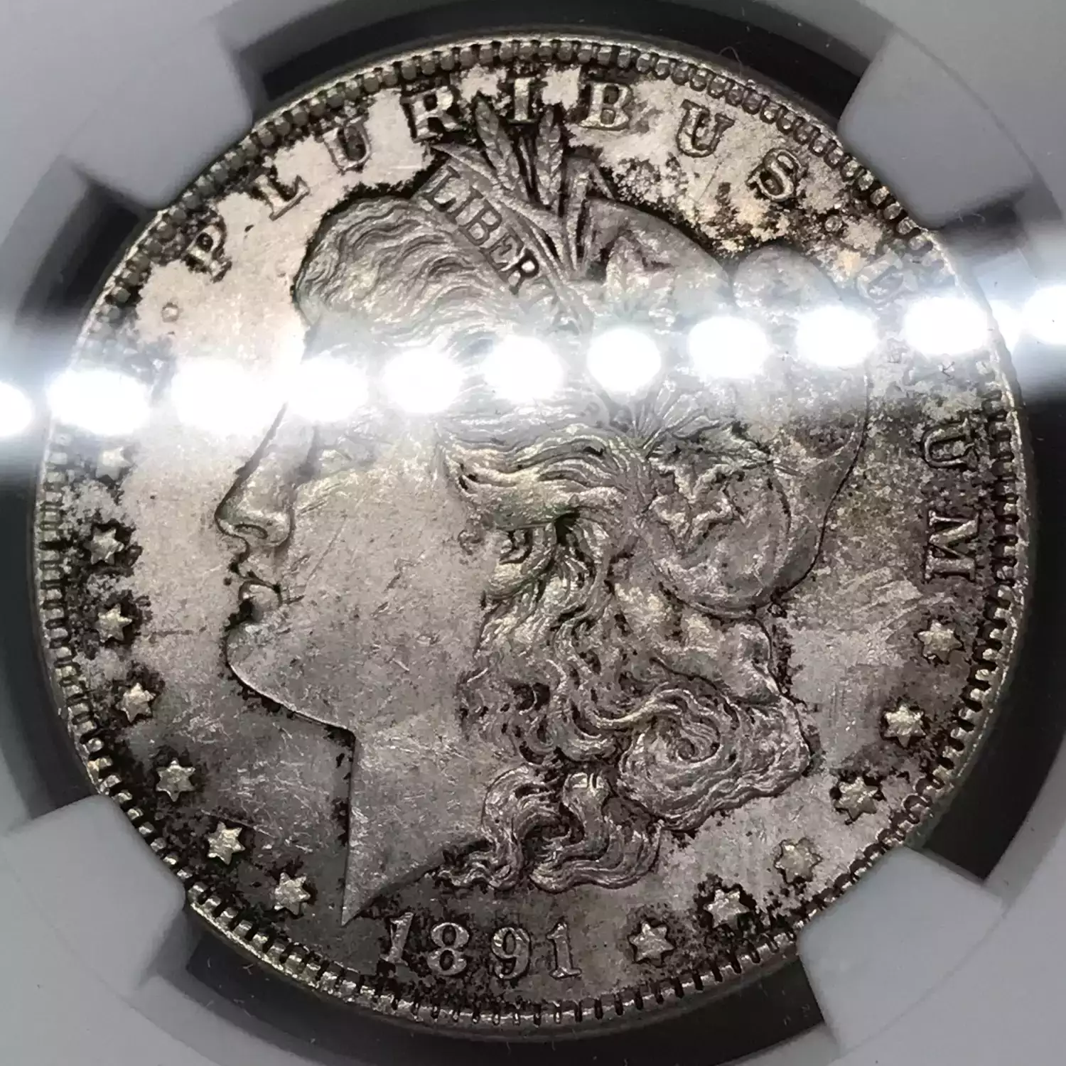 1891 Morgan Silver Dollar NGC AU-58 TOP 100 VAM-2 DDO DOUBLED EAR - Old Pueblo Coin