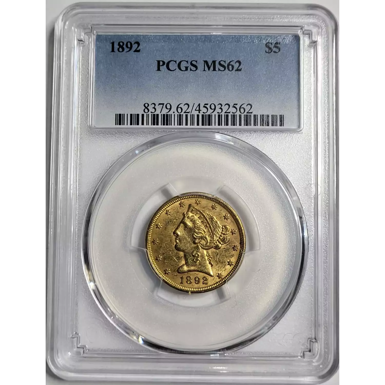 1892 $5 Gold Liberty Head Quarter Eagle PCGS MS-62 - Old Pueblo Coin