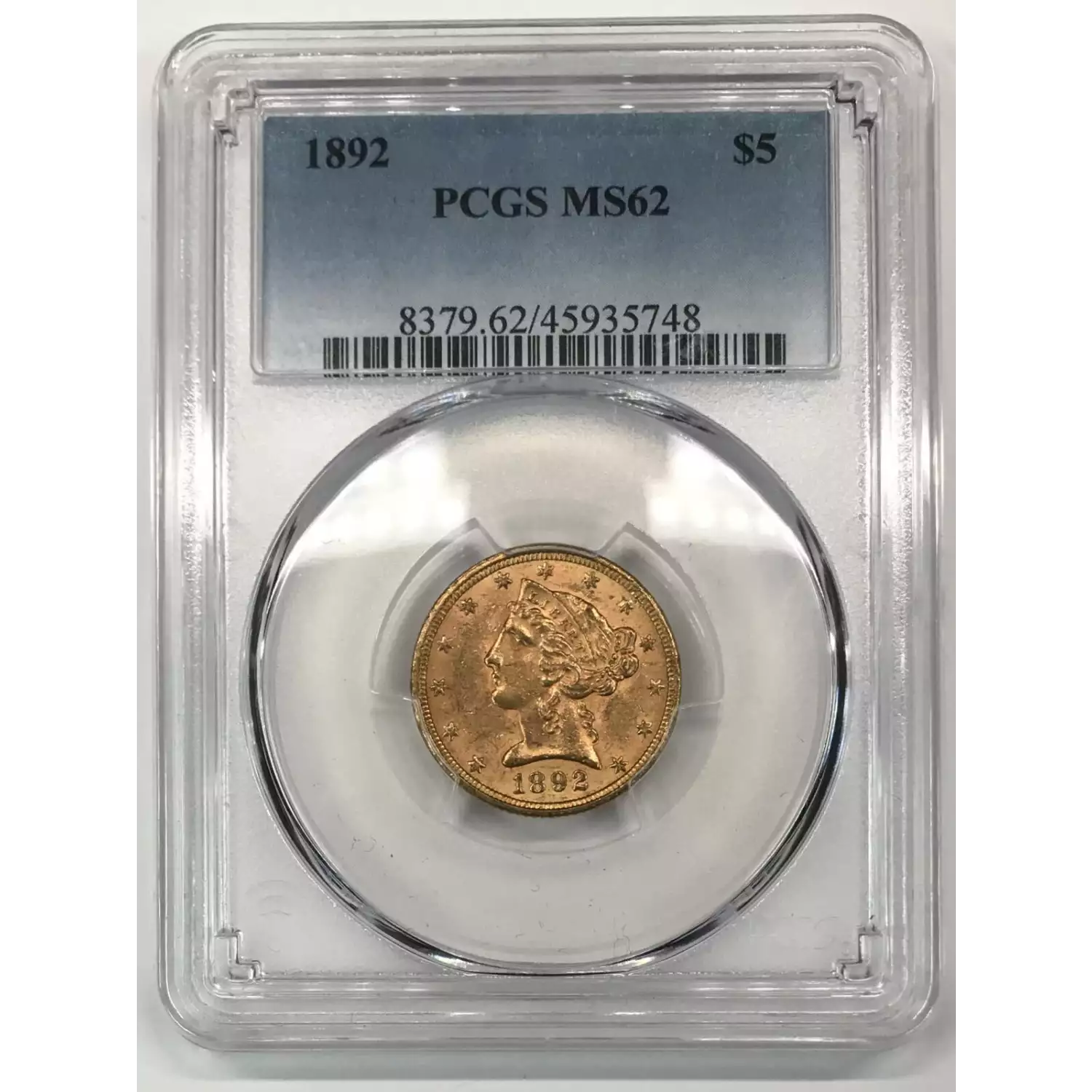 1892 $5 Gold Liberty Head Half Eagle PCGS MS-62 - Old Pueblo Coin