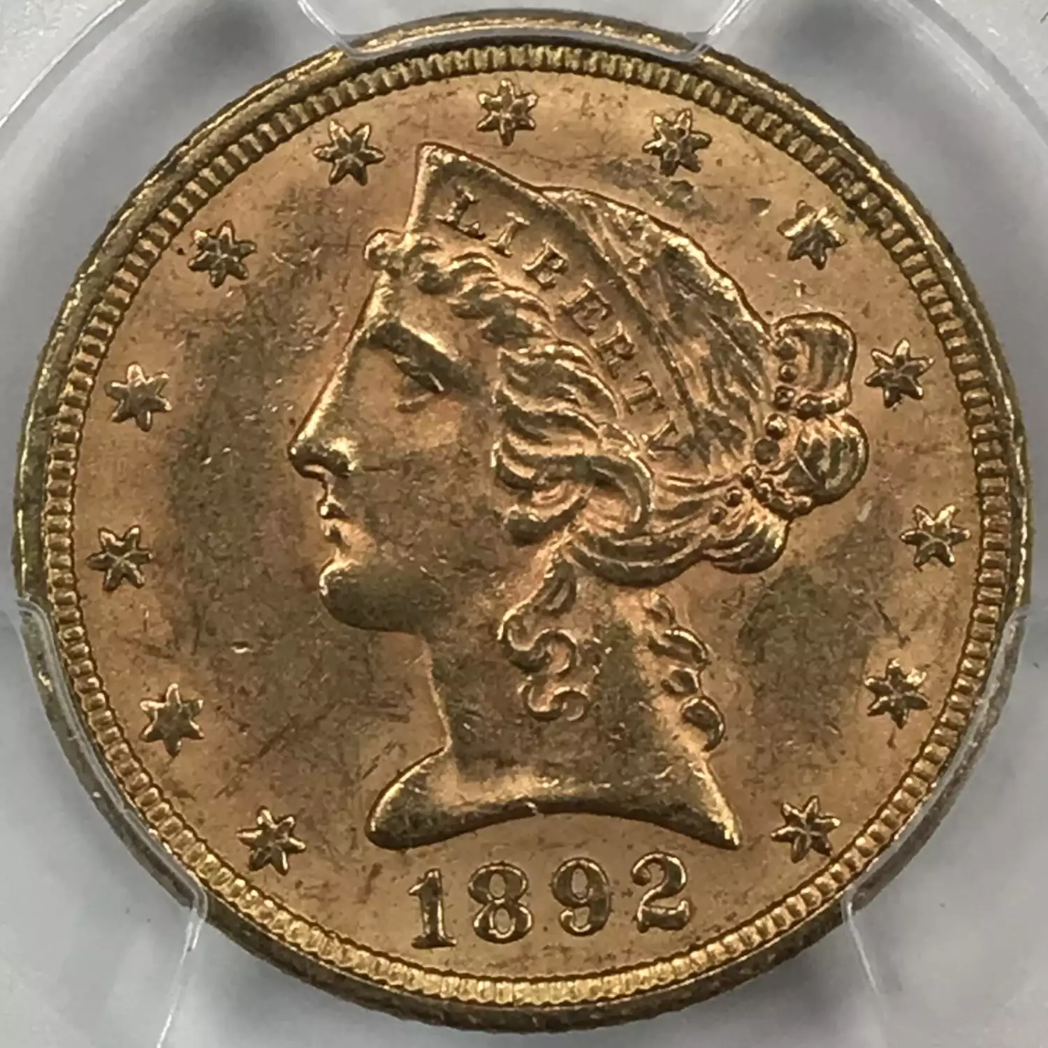 1892 $5 Gold Liberty Head Half Eagle PCGS MS-62 - Old Pueblo Coin