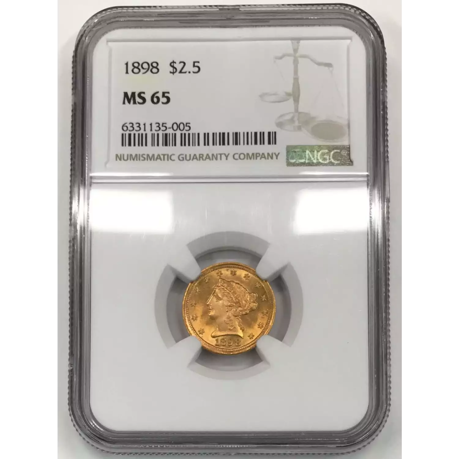 1898 $2.50 Gold Liberty Head Quarter Eagle NGC MS-65 - Old Pueblo Coin
