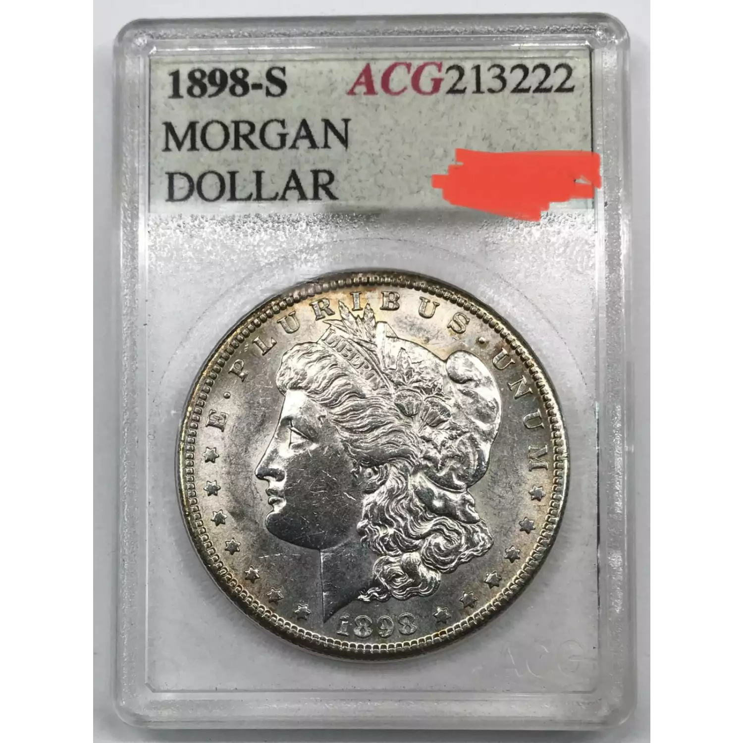1898-S Morgan Silver Dollar AU Accugrade (ACG) Holder - Old Pueblo Coin