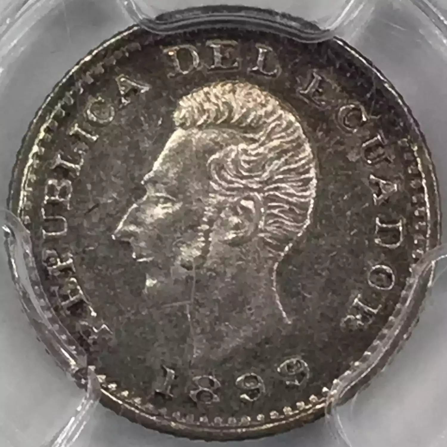 1899-L JF ECUADOR Silver 1/2 DECIMO (Medio) PCGS MS-63 - Old Pueblo Coin