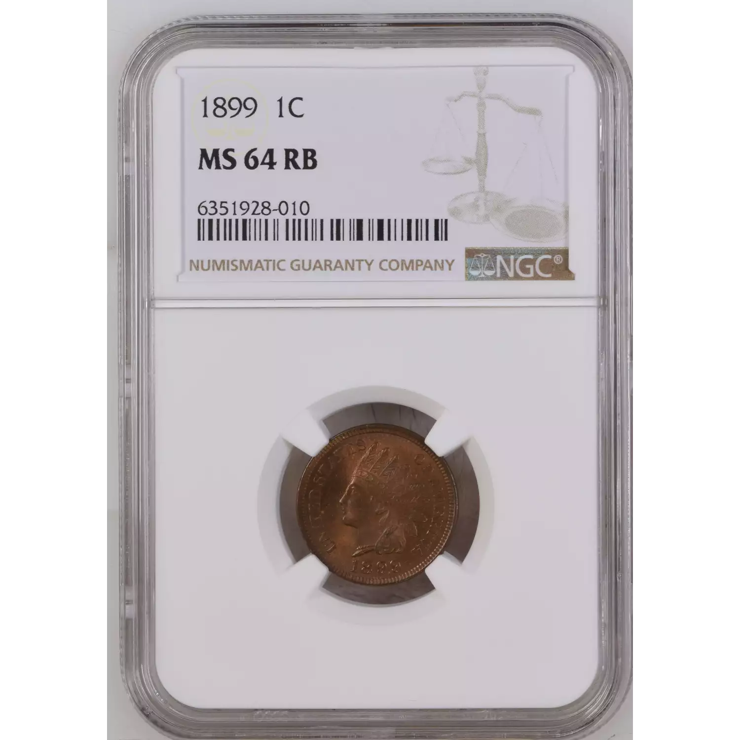 1899 Indian Head Cent NGC MS-64 RB - Old Pueblo Coin