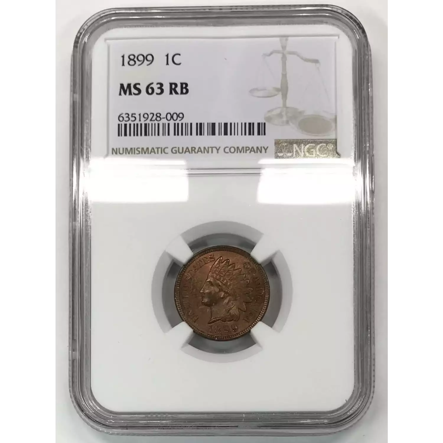 1899 Indian Head Cent NGC MS-63 RB - Old Pueblo Coin