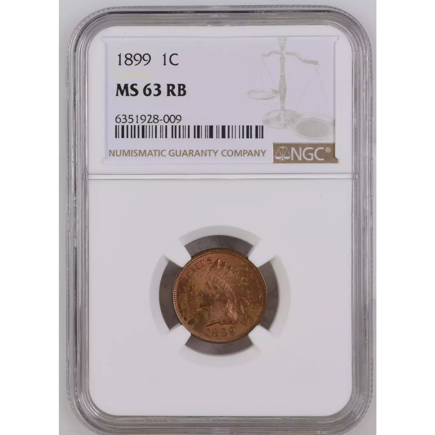 1899 Indian Head Cent NGC MS-63 RB - Old Pueblo Coin