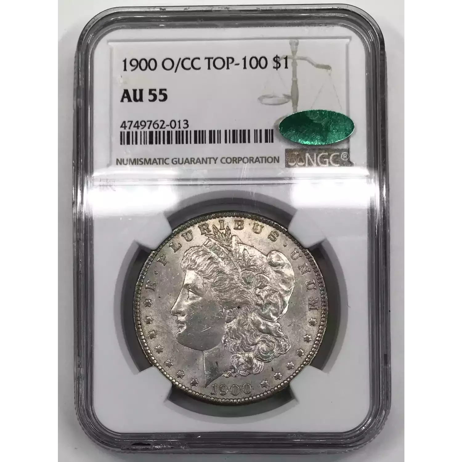 1900-O/CC Morgan Silver Dollar NGC AU-55 TOP 100 VAM O/CC CAC - Old Pueblo Coin