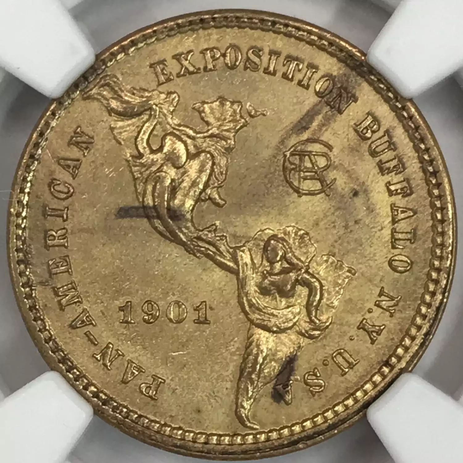 1901 Medal NGC MS-64 NY L-TM22 21 mm H.A. MELDRUM CO. PAN-AMERICAN ...