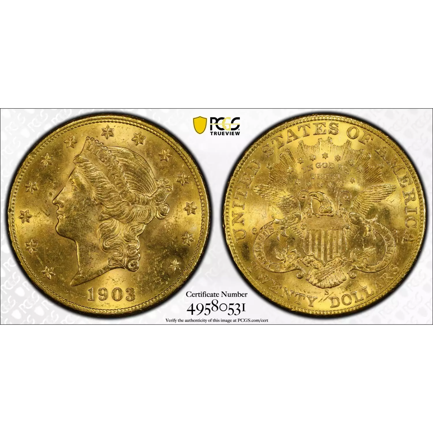 1903-S Liberty Head $20 Gold Double Eagle PCGS MS-62 - Old Pueblo Coin