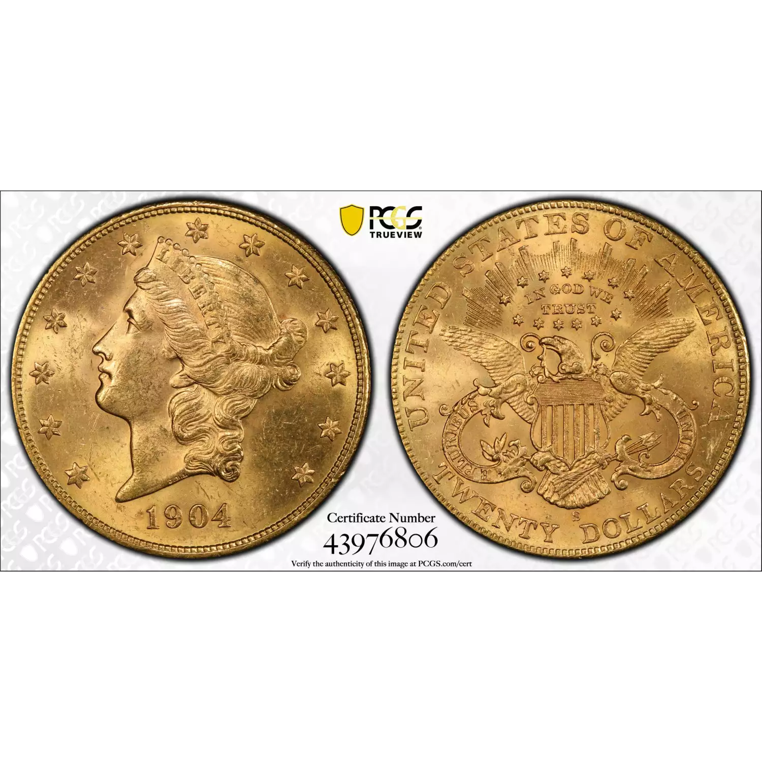1904-S Liberty Head $20 Gold Double Eagle PCGS MS-62 - Old Pueblo Coin
