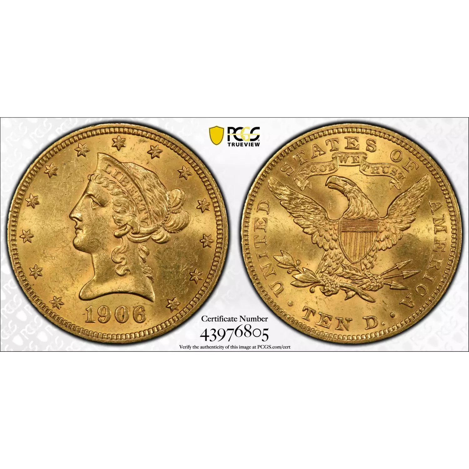 1906 $10 Gold Liberty Head Eagle PCGS MS-61 - Old Pueblo Coin