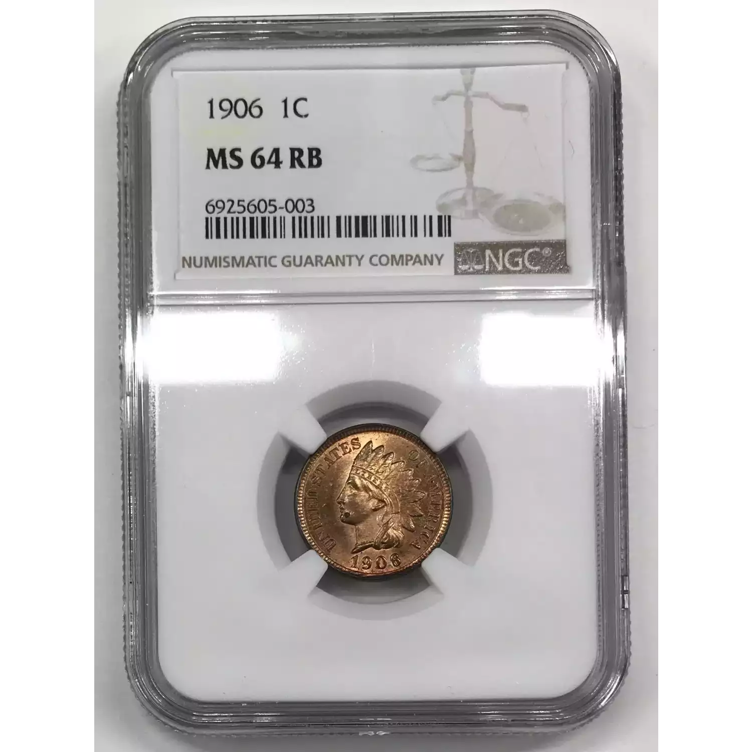 1906 Indian Head Cent NGC MS-64 RB - Old Pueblo Coin