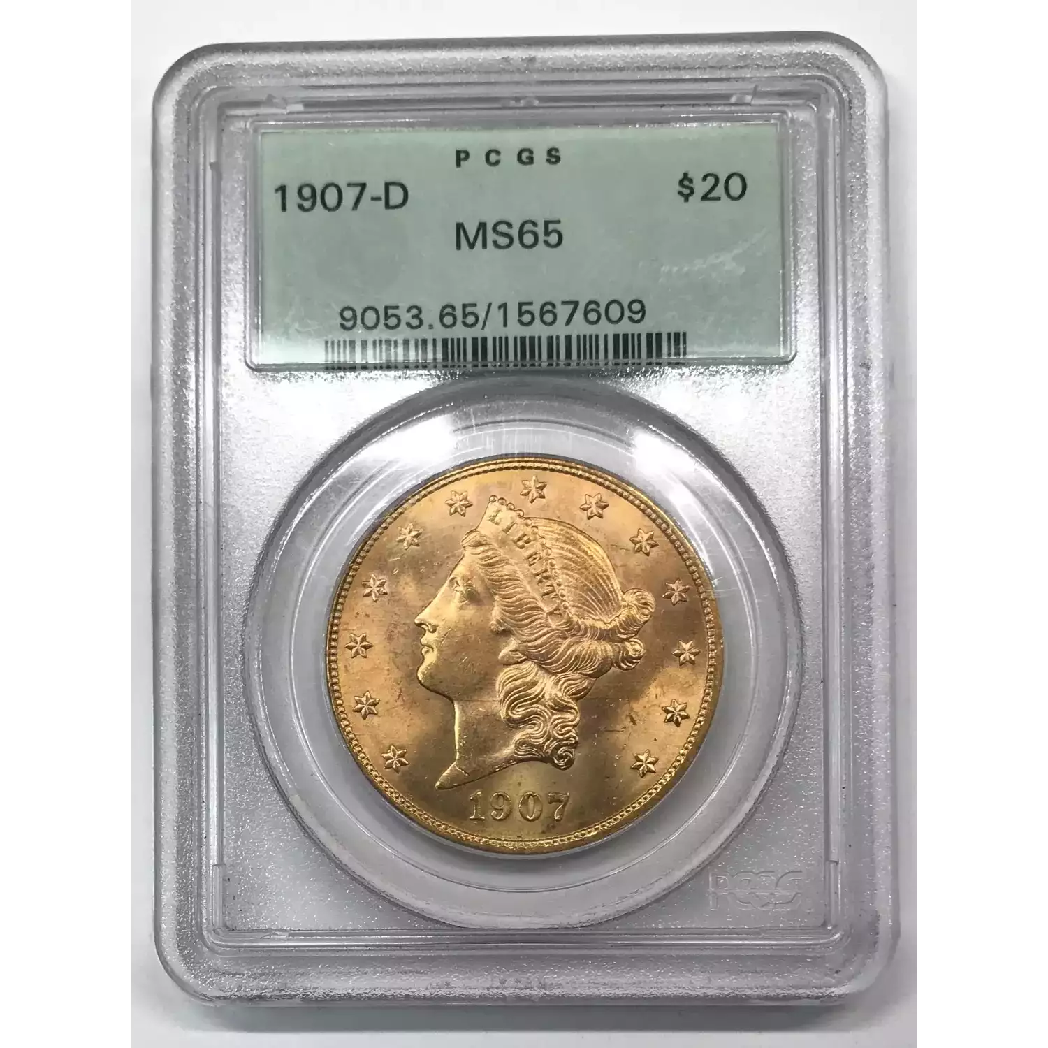 1907-D Liberty Head $20 Gold Double Eagle PCGS MS-65 - Old Pueblo Coin