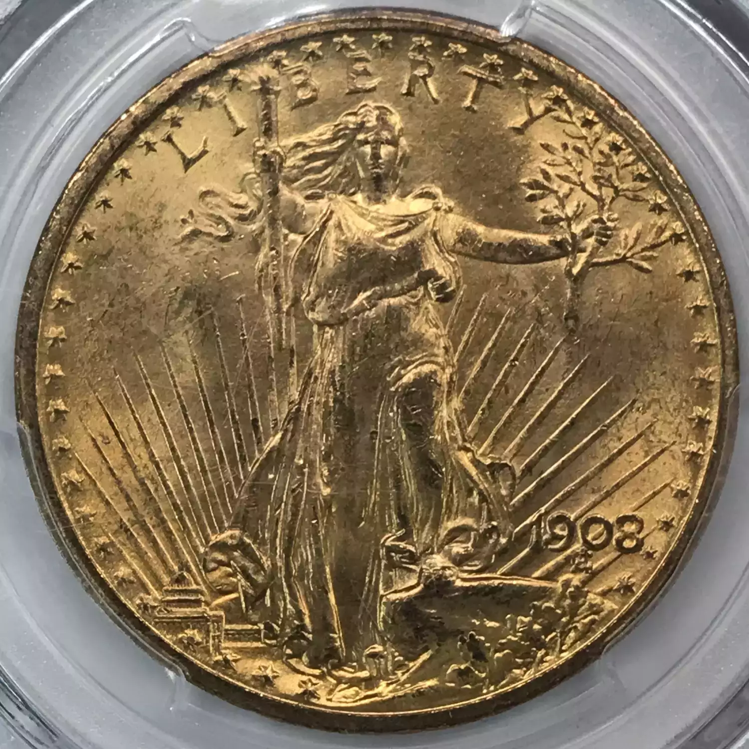 1908 Saint Gaudens $20 Gold Double Eagle PCGS MS-64 No Motto - Old ...