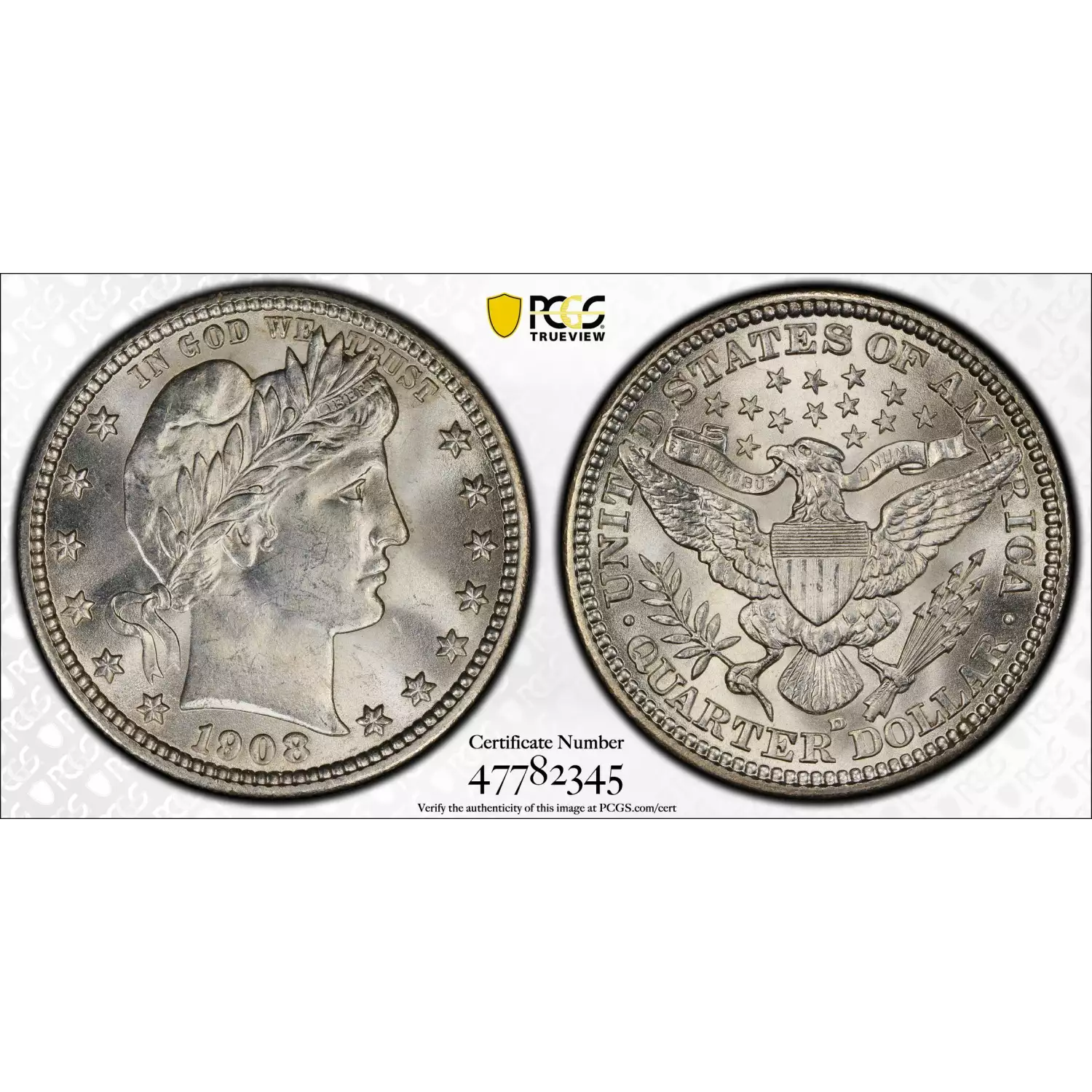 1908-D Barber Liberty Head Quarter PCGS MS-64 - Old Pueblo Coin