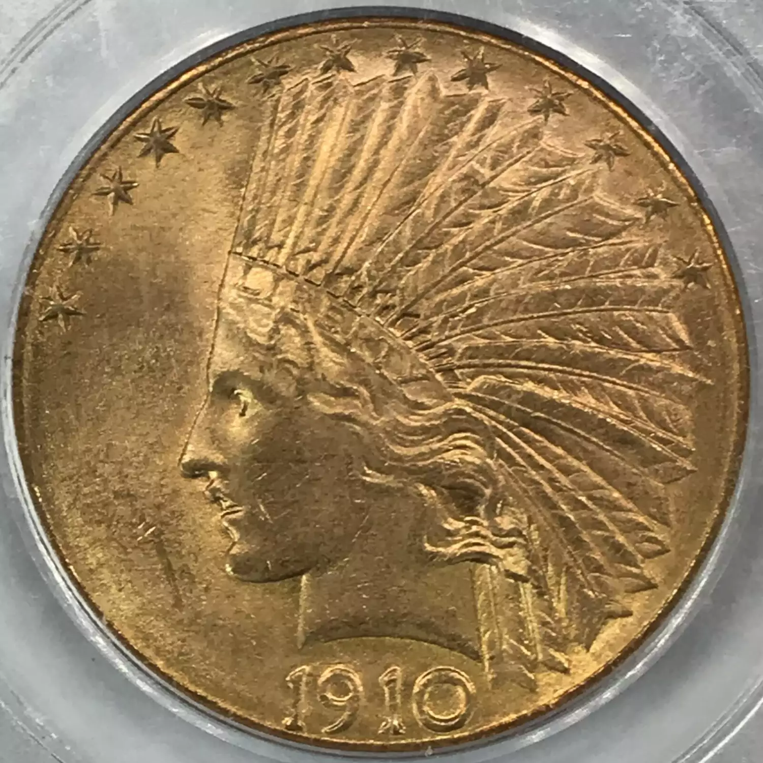 1910-D $10 Gold Indian Head Eagle PCGS MS-63 - Old Pueblo Coin