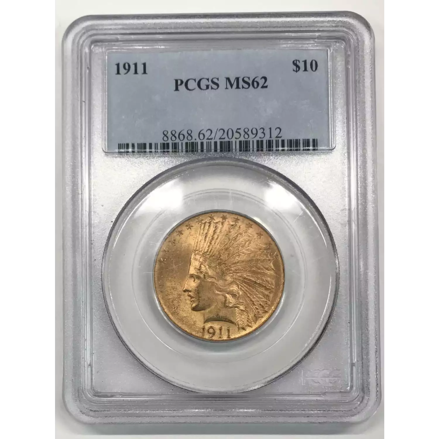 1911 $10 Gold Indian Head Eagle PCGS MS-62 - Old Pueblo Coin