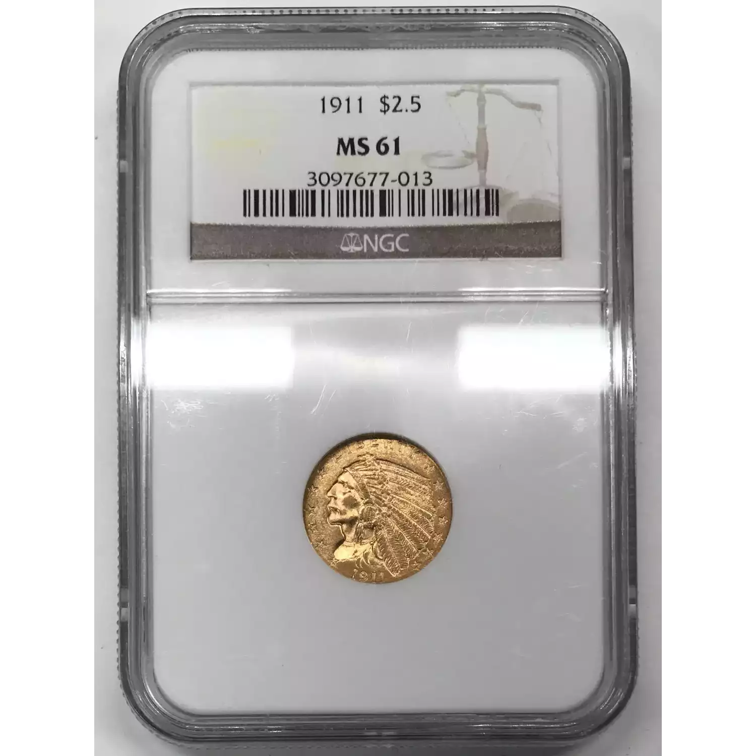 1911 $2.50 Gold Indian Head Quarter Eagle NGC MS-61 - Old Pueblo Coin