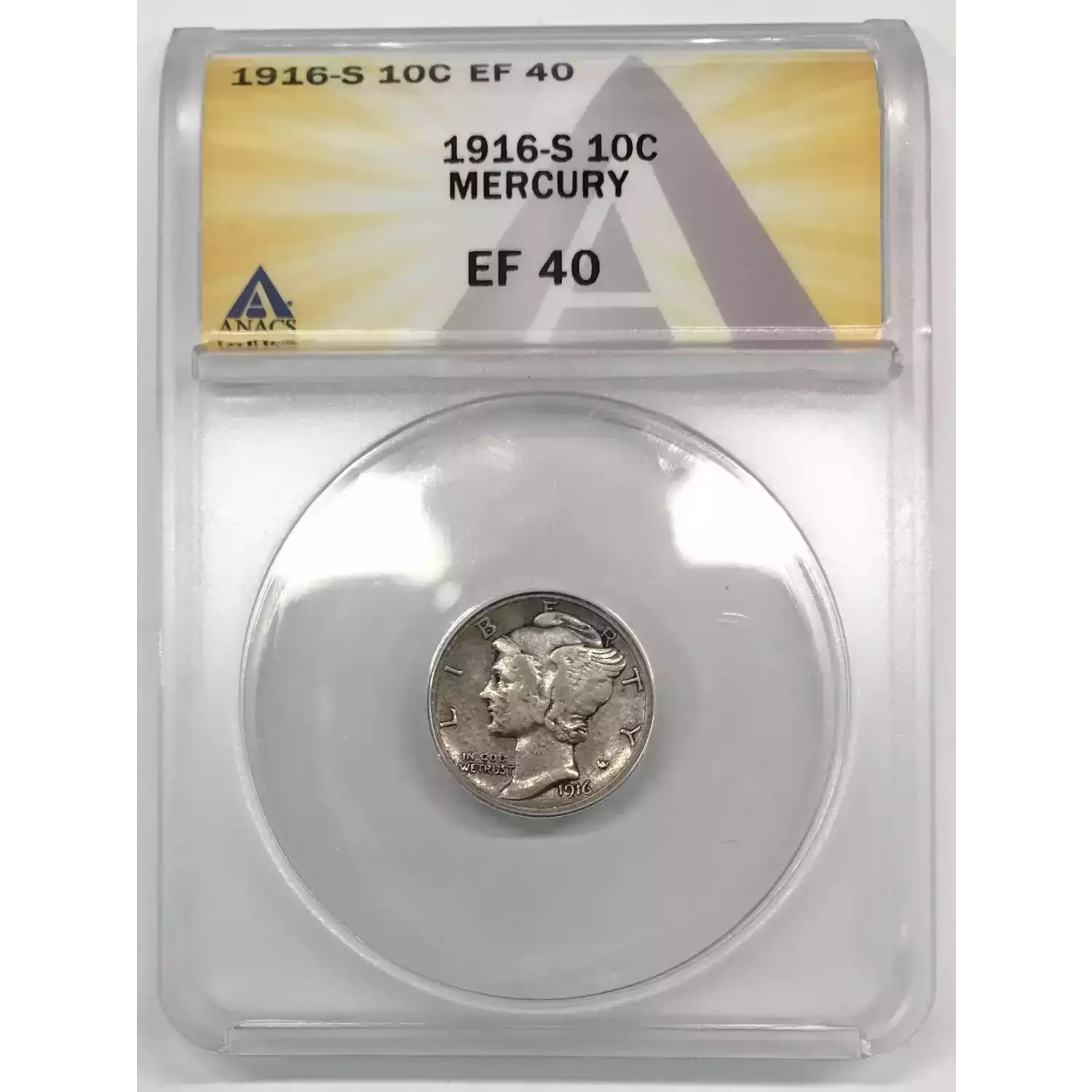 1916-S Mercury Dime ANACS XF-40 - Old Pueblo Coin