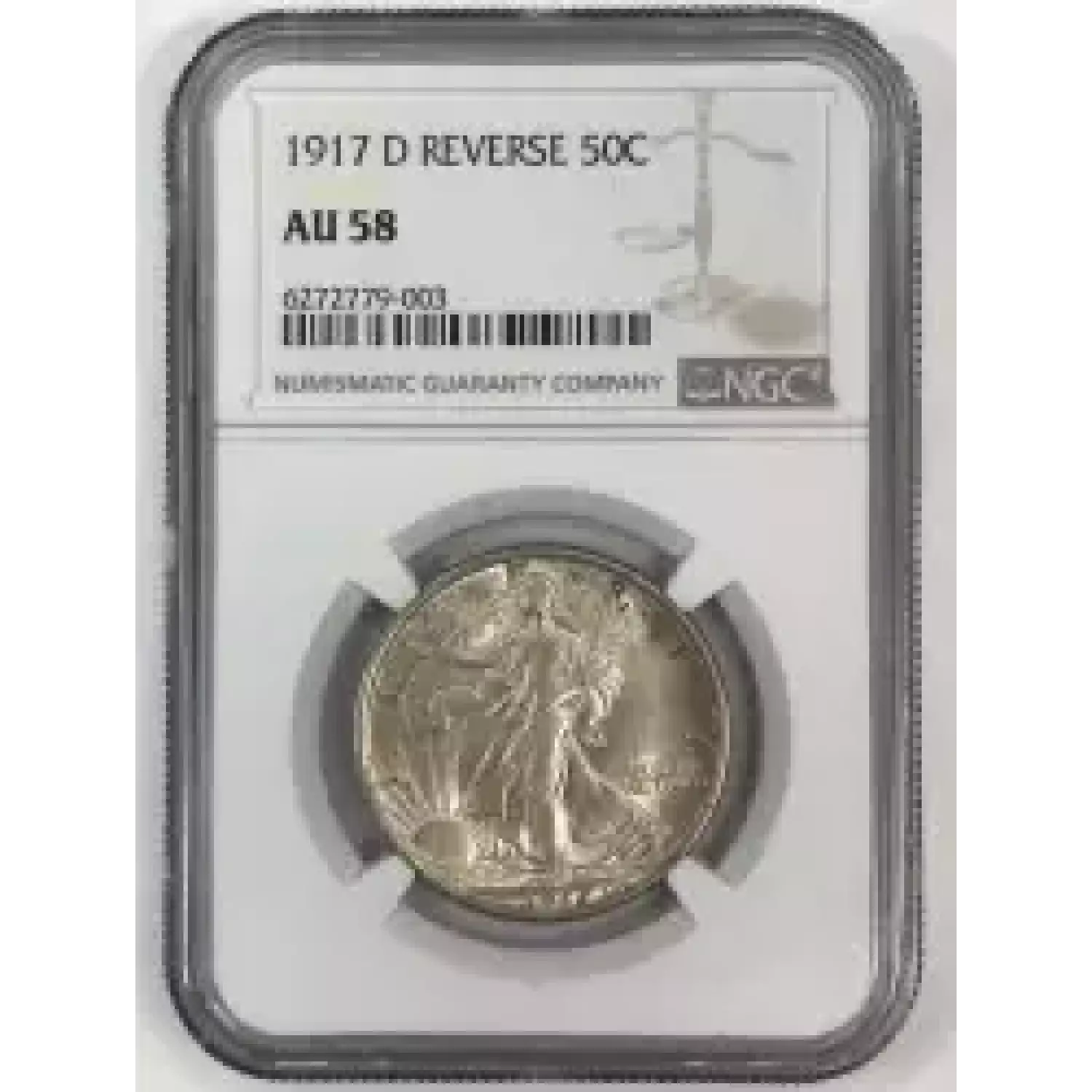 1917-D Walking Liberty Half Dollar NGC AU-58 Reverse - Old Pueblo Coin