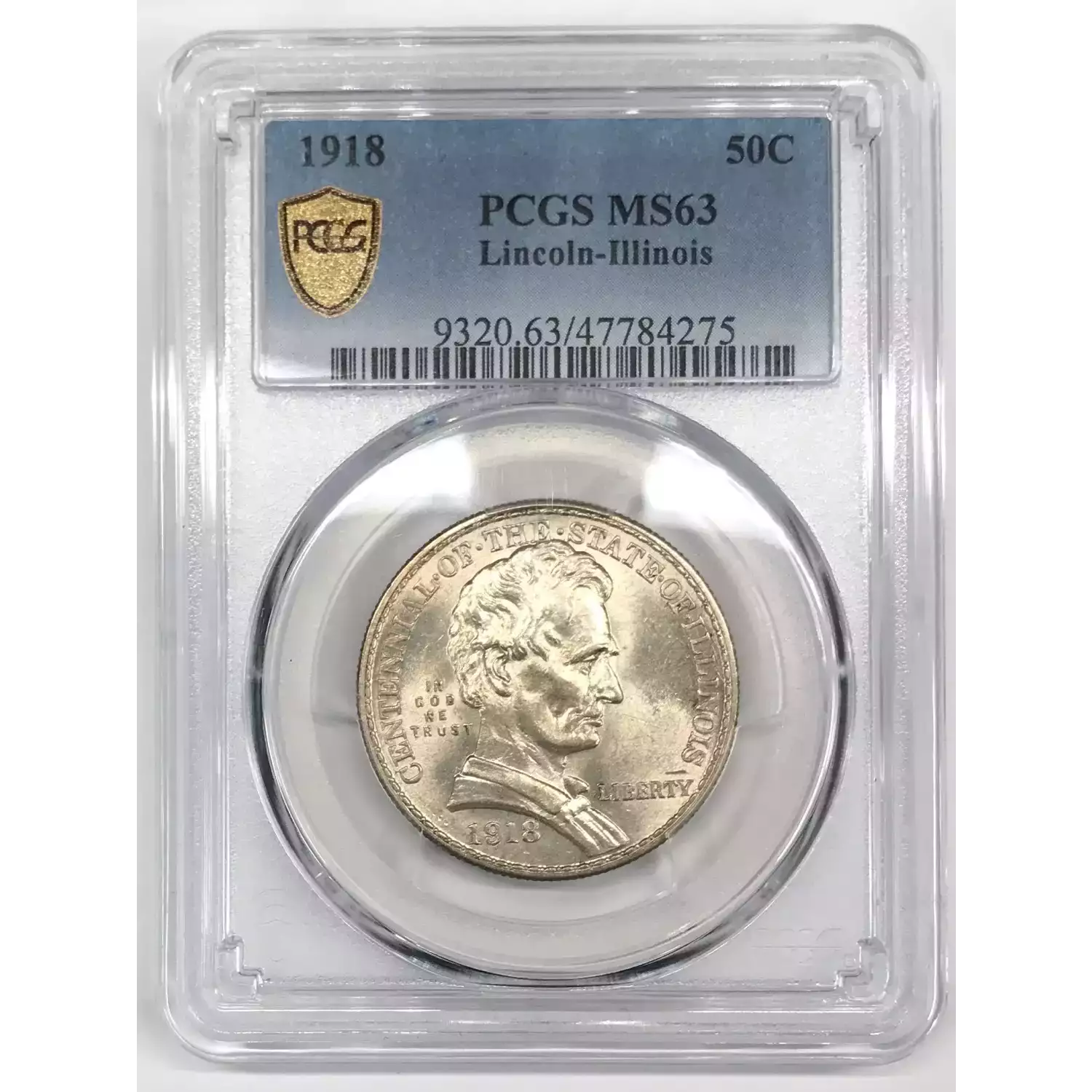 1918 Lincoln Illinois Centennial Commemorative Half Dollar PCGS MS-63 ...