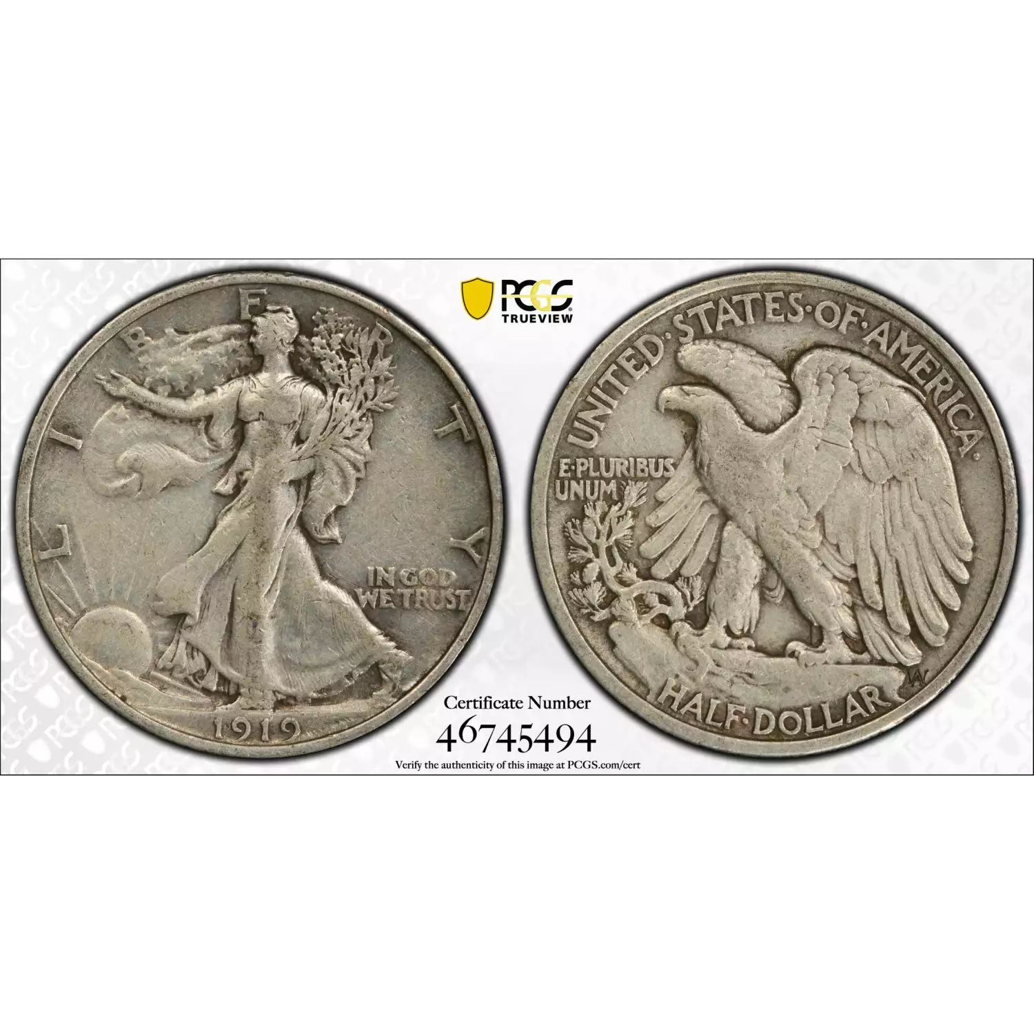 1919 Walking Liberty Half Dollar PCGS VF-30 - Old Pueblo Coin