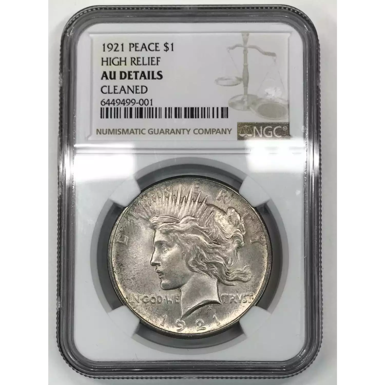1921 Peace Silver Dollar NGC AU-Details HIGH RELIEF - Old Pueblo Coin