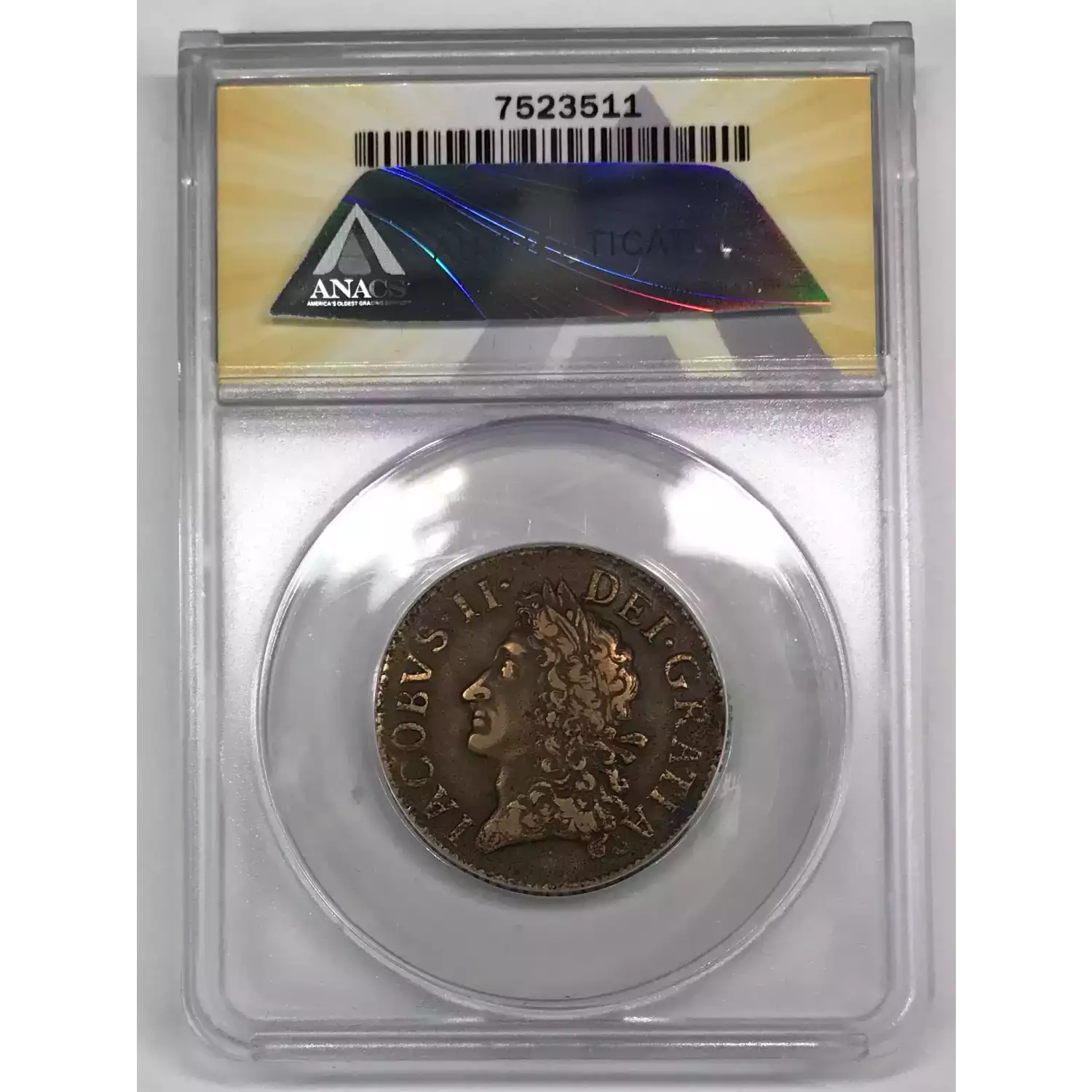 1690 IRELAND Brass 1/2 CROWN ANACS VF-30 May, Gun Money S-6580B - Old ...