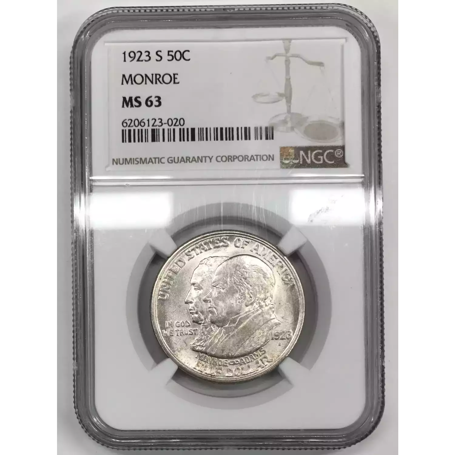 1923-S Monroe Doctrine Centennial Commemorative Half Dollar NGC MS-63 ...