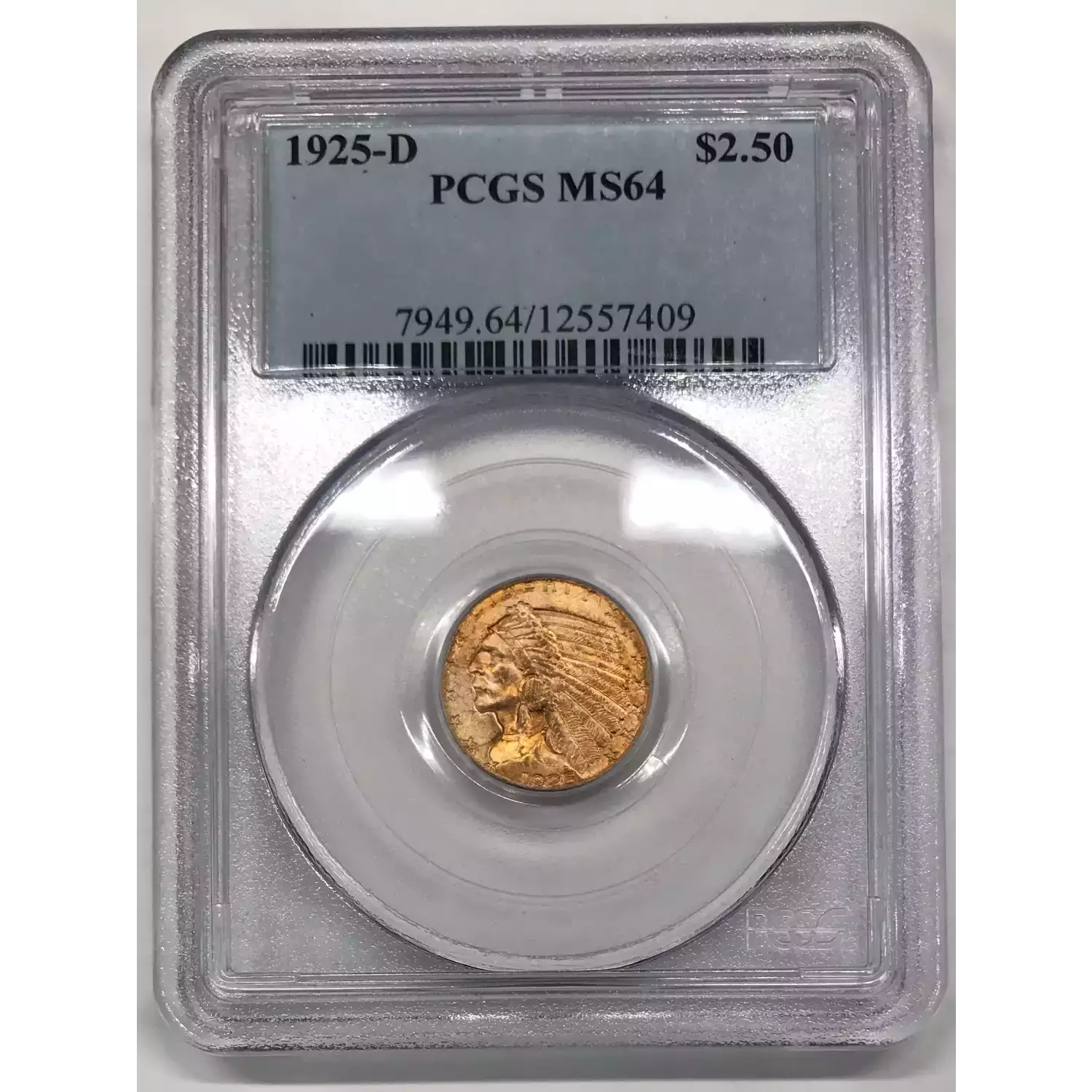1925-D $2.50 Gold Indian Head Quarter Eagle PCGS MS-64 - Old Pueblo Coin