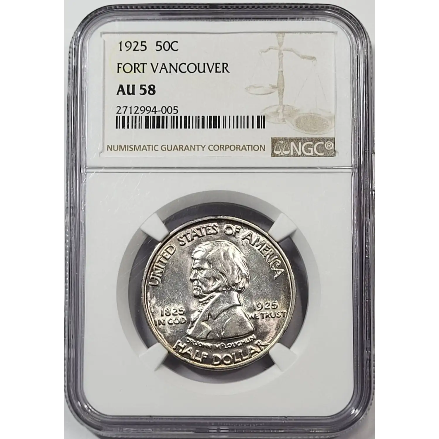 1925 Fort Vancouver Centennial Commemorative Half Dollar NGC AU-58 ...