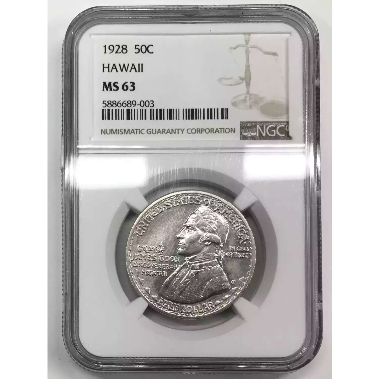 1928 Hawaiian Sesquicentennial Commemorative Half Dollar NGC MS-63 ...