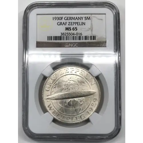 1930-F GERMANY - WEIMAR REPUBLIC Silver 5 REICHSMARK NGC MS-65 GRAF ...