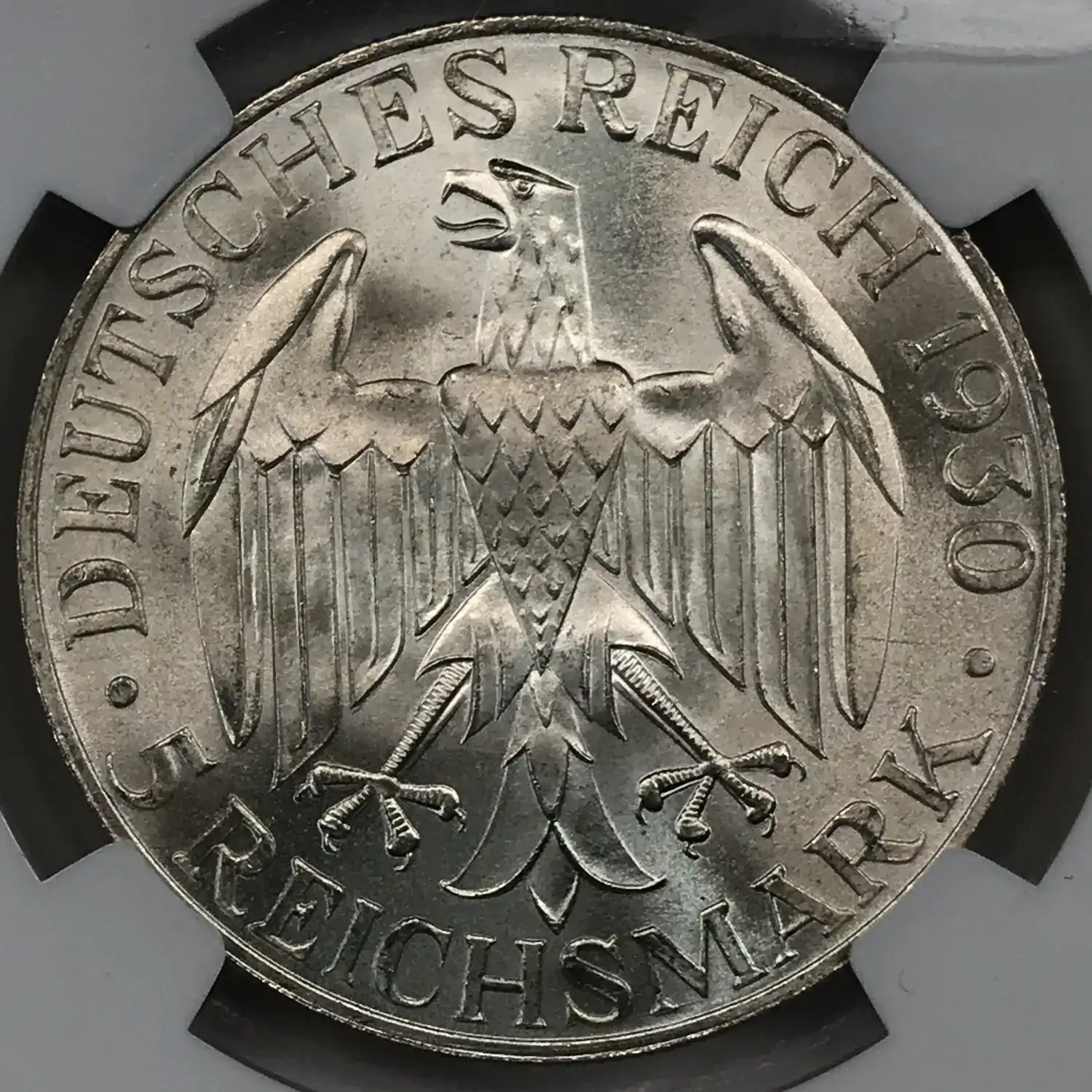 1930-F GERMANY - WEIMAR REPUBLIC Silver 5 REICHSMARK NGC MS-65 GRAF ...